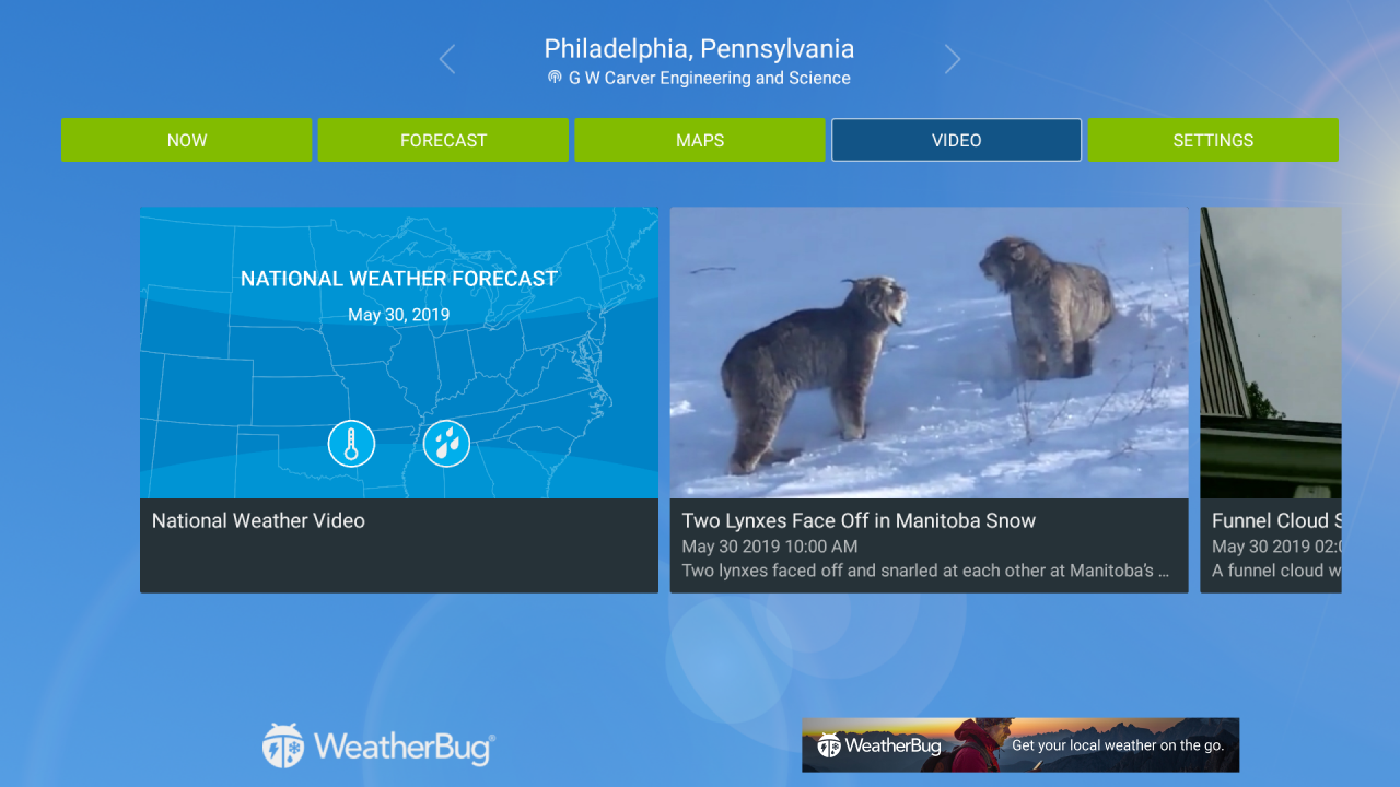 WeatherBug on FireTV: Real Time Forecast & Radar - App on Amazon Appstore