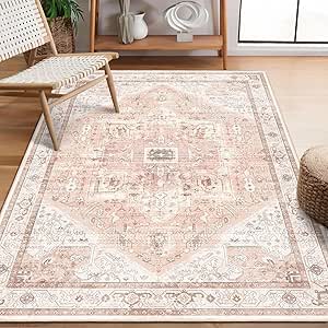 Amazon.com: MUJOO Pink Rug 3'x5',Washable Rugs for Entryway Bedroom ...