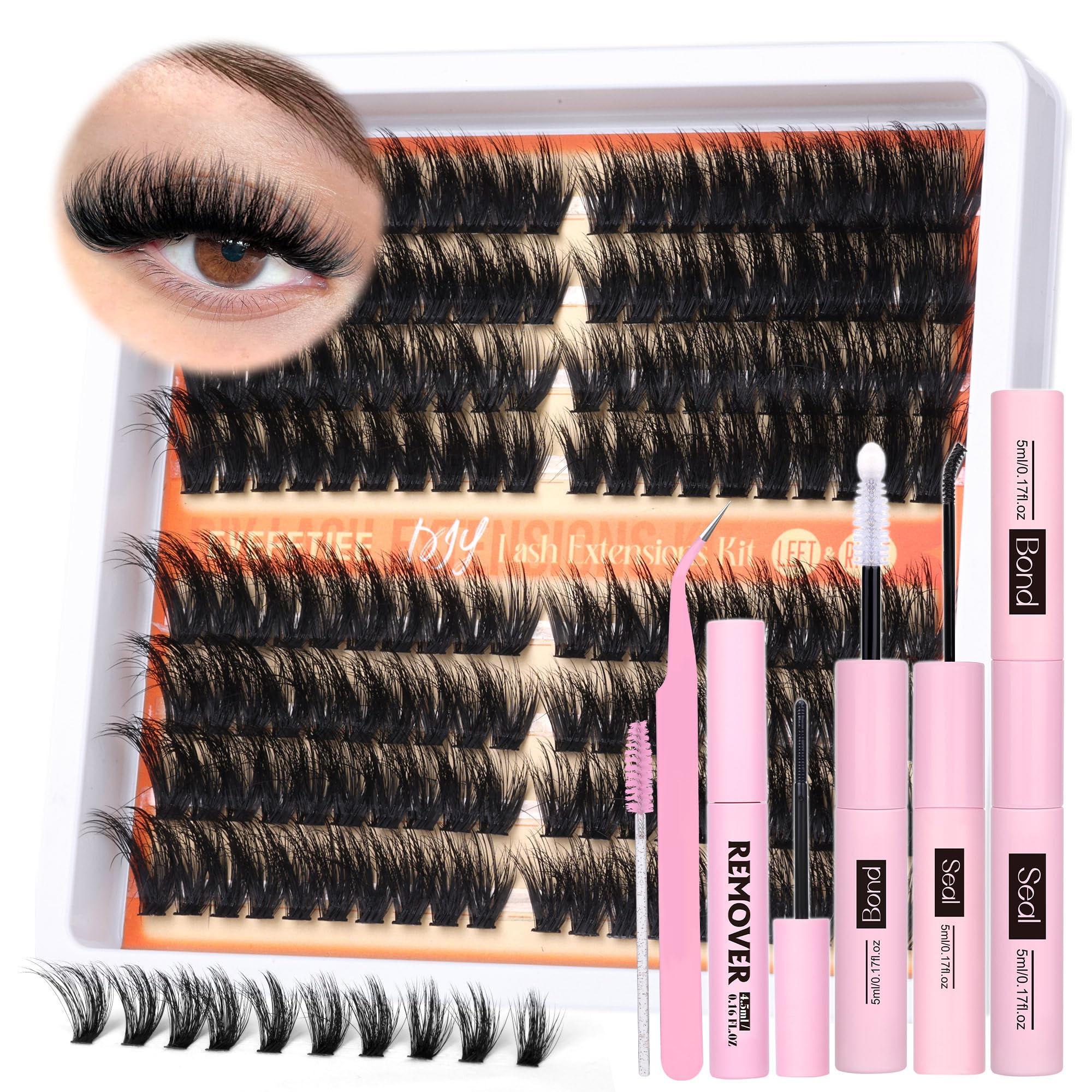 GVEFETIEE Cluster Lashes Kit Fluffy Lash Extensions Kit Cluster ...