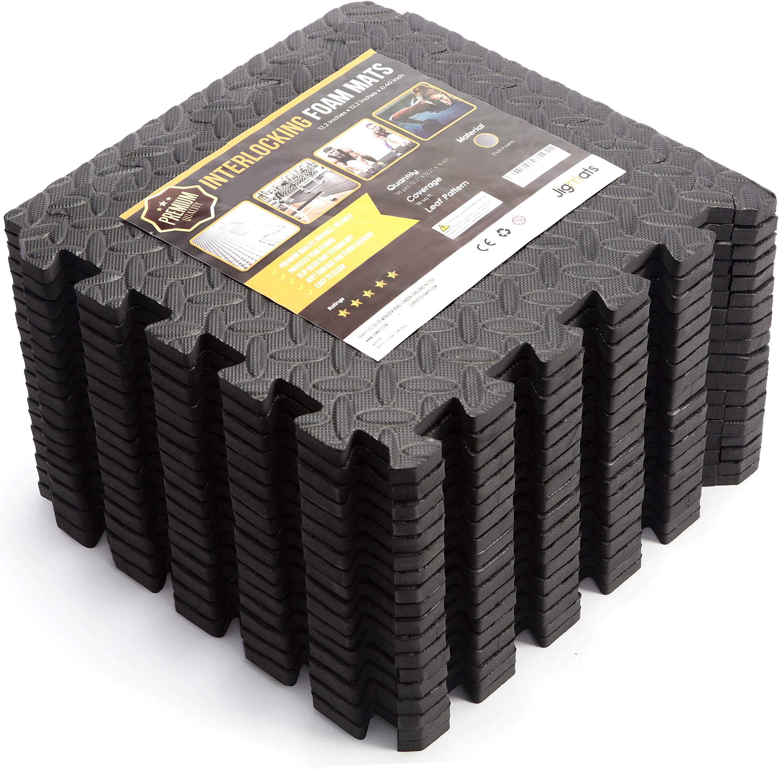 VLFit Interlocking EVA Soft Foam Floor Mats – Gym Flooring Set, 18 ...