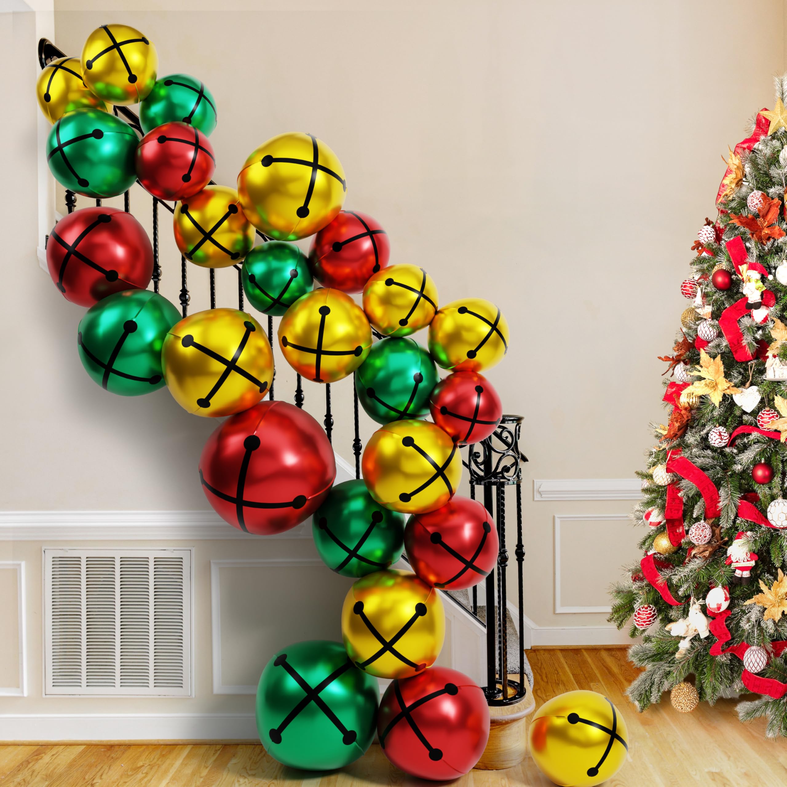 Amazon.com: Fayoo 24 Pcs Christmas Bell Foil Balloons and 48 DIY ...