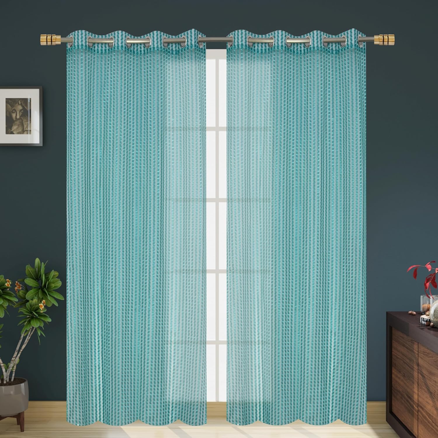 FRESH FROM LOOM Sheer Curtains 7 Feet Long for Door & Window | Premium ...