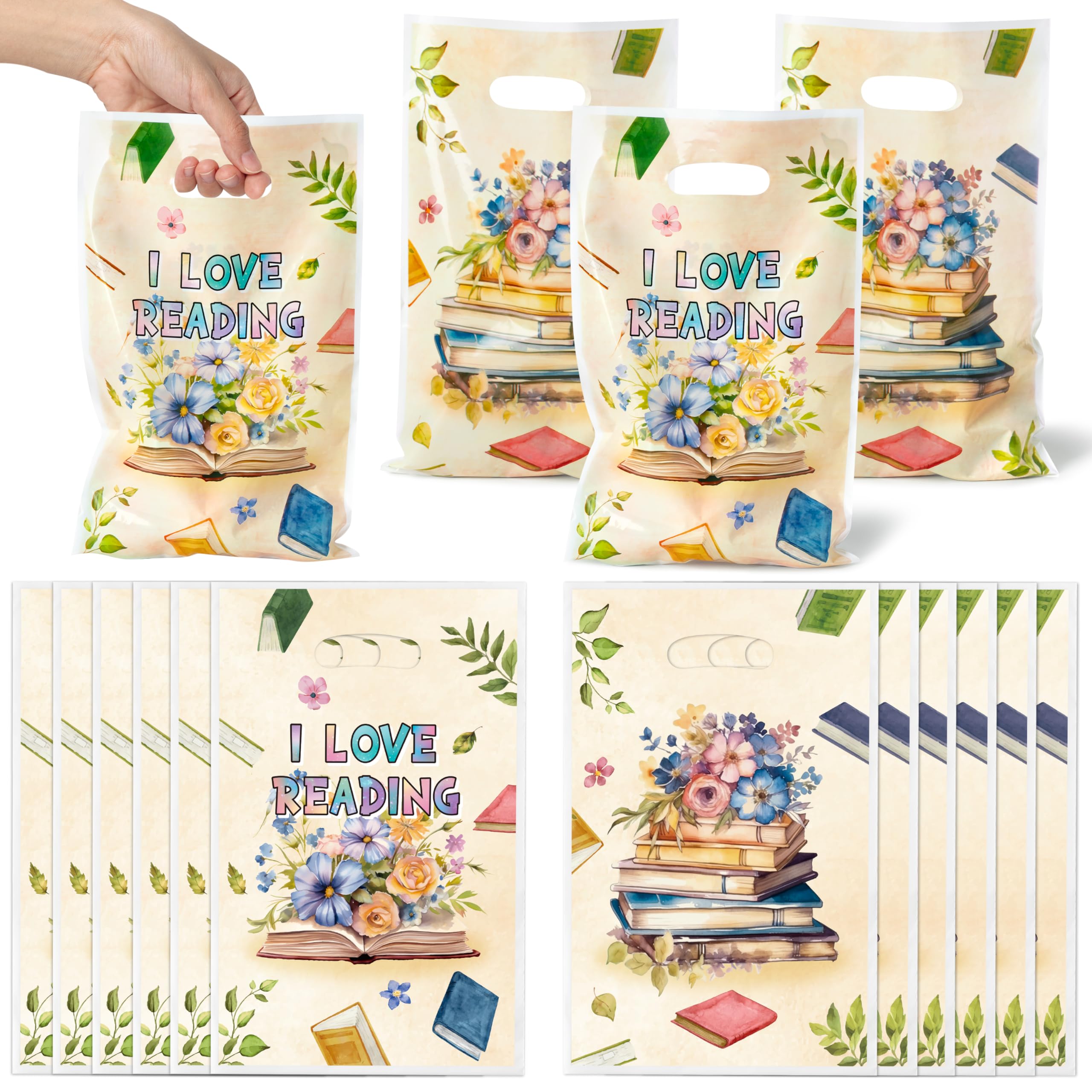 Amazon.com: ArowlWesh Book Party Favor Bags - 50Pcs Plastic Reading ...