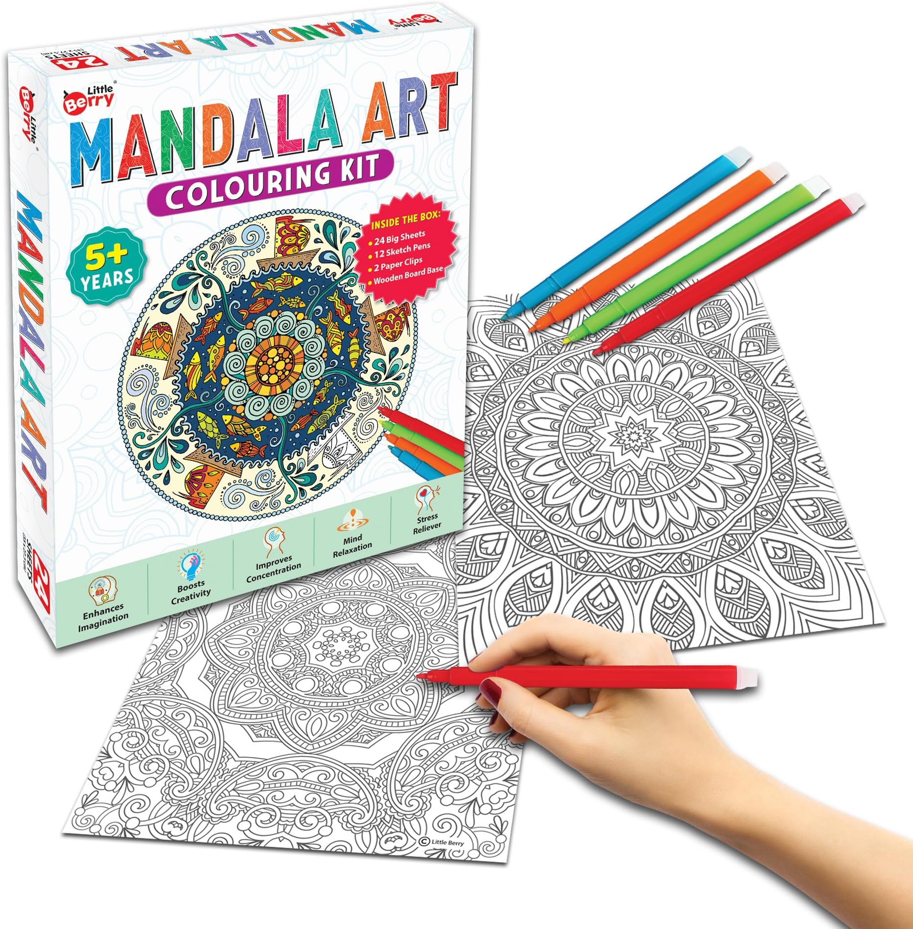 Little Berry Mandala Art Colouring Kit for Adults & Kids | Art & Craft ...