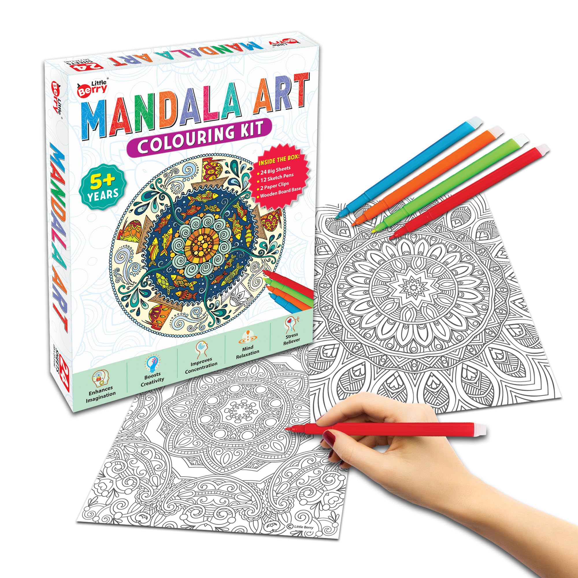 Little Berry Mandala Art Colouring Kit for Adults & Kids | Art & Craft ...