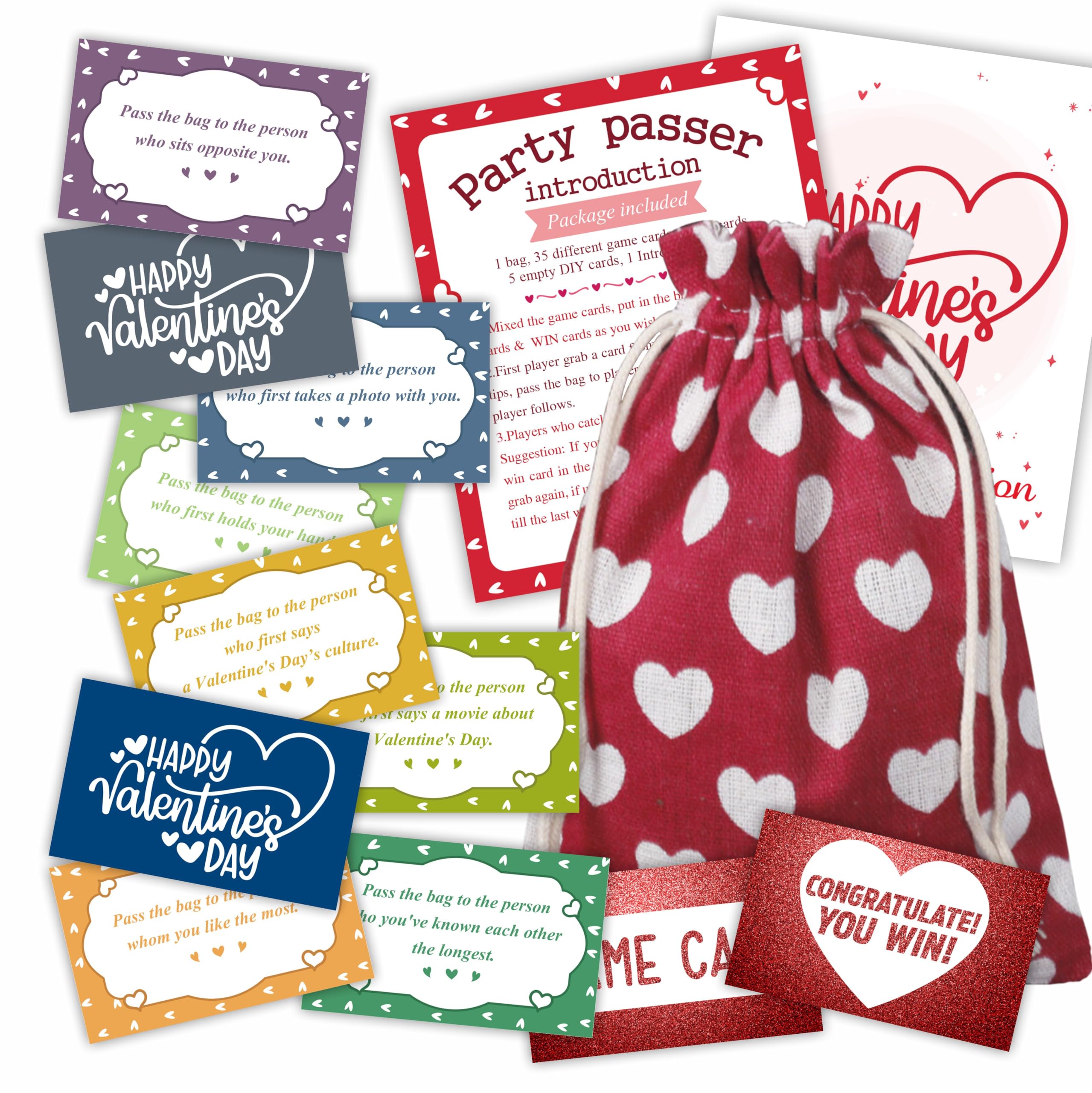 Amazon.com: Valentine's Day Pass The Bag Game - 44 Game Cards & 1 Wine ...