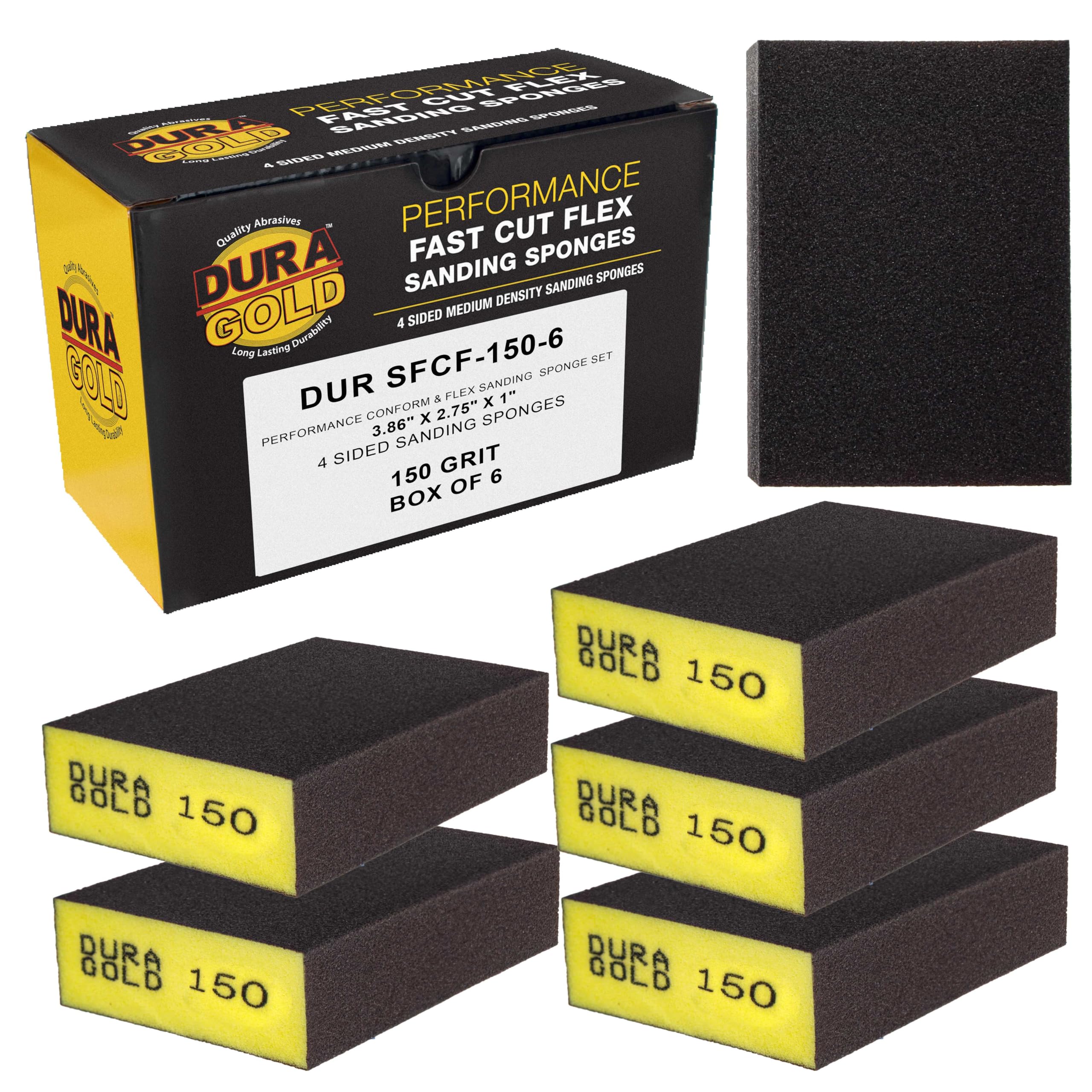 Amazon.com: Dura-Gold 150 Grit 4-Sided Hand Sanding Block Sponges, Box ...