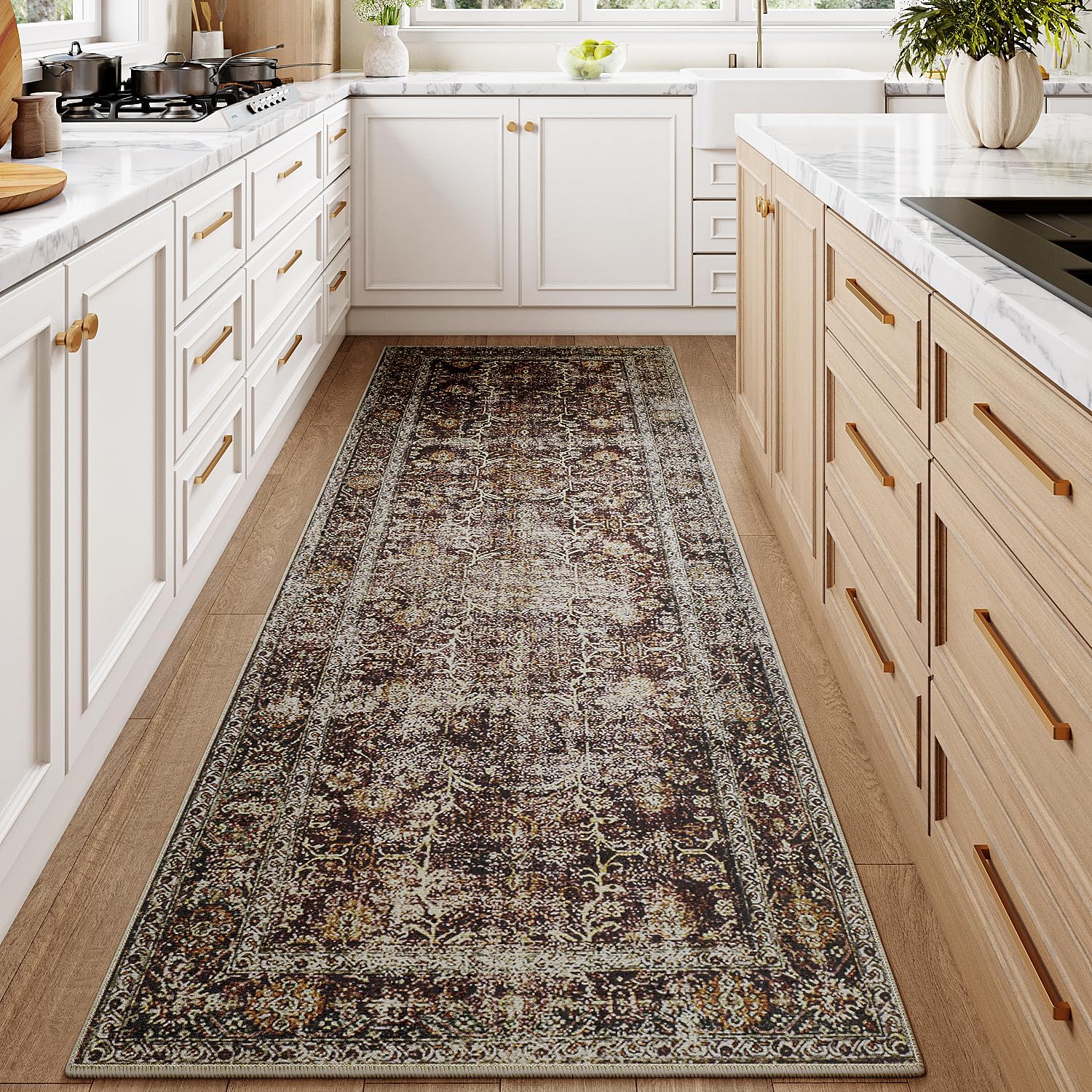 Amazon.com: PureCozy Rust Red Runner Rug 3x12 Vintage Area Rug Hallway ...