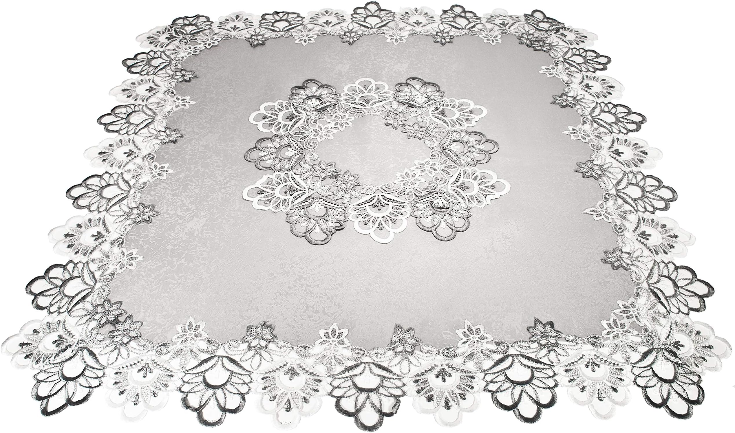 Amazon.com: Linens, Art and Things European Silver Lace on Silver ...