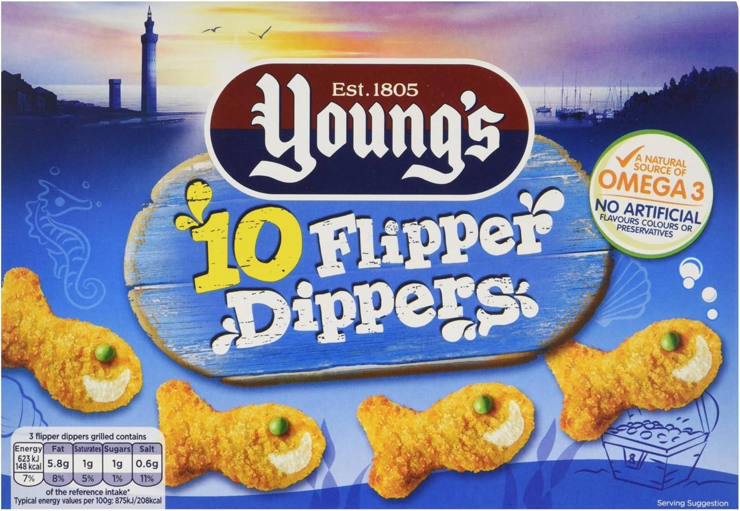 Young's Flipper Dippers Fish Fingers, 10 x 25g (Frozen) : Amazon.co.uk ...