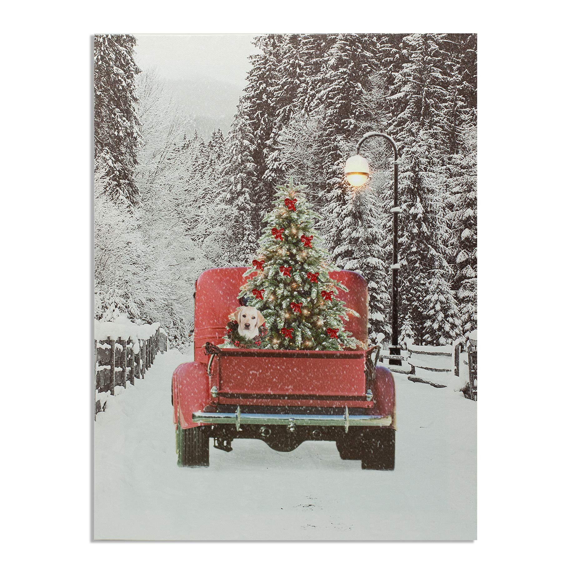 Buy BANBERRY DESIGNS Lighted Red Pick-Up Truck Canvas Print - LED ...