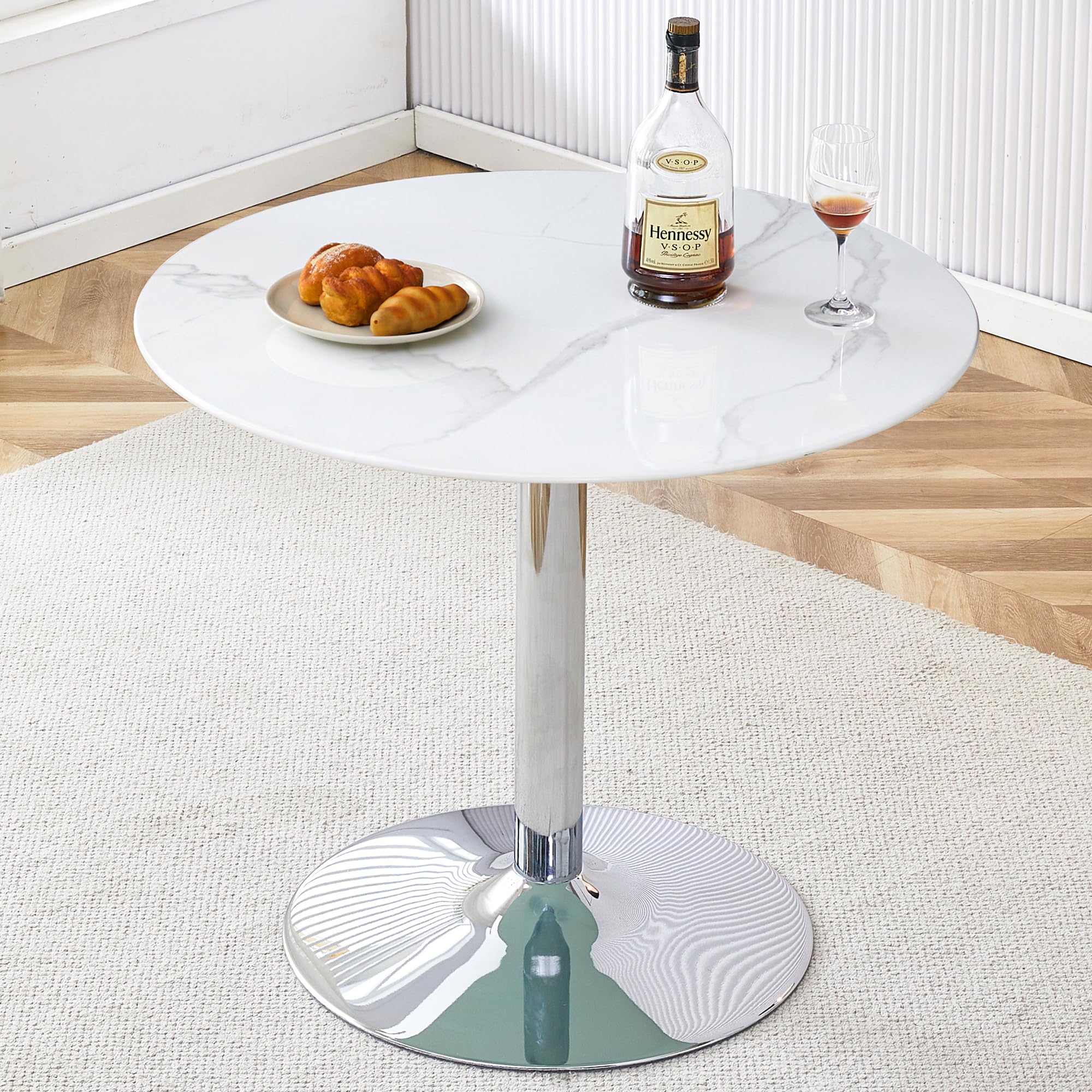 Amazon.com - LUFTUT Round Glass Dining Table,35" Round Cocktail Table ...