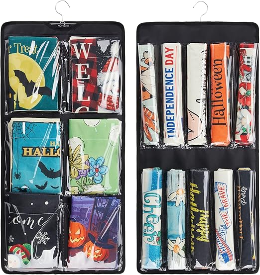 Amazon.com : HUHYNN Hanging Garden Flag Organizer with 16 Pockets for ...