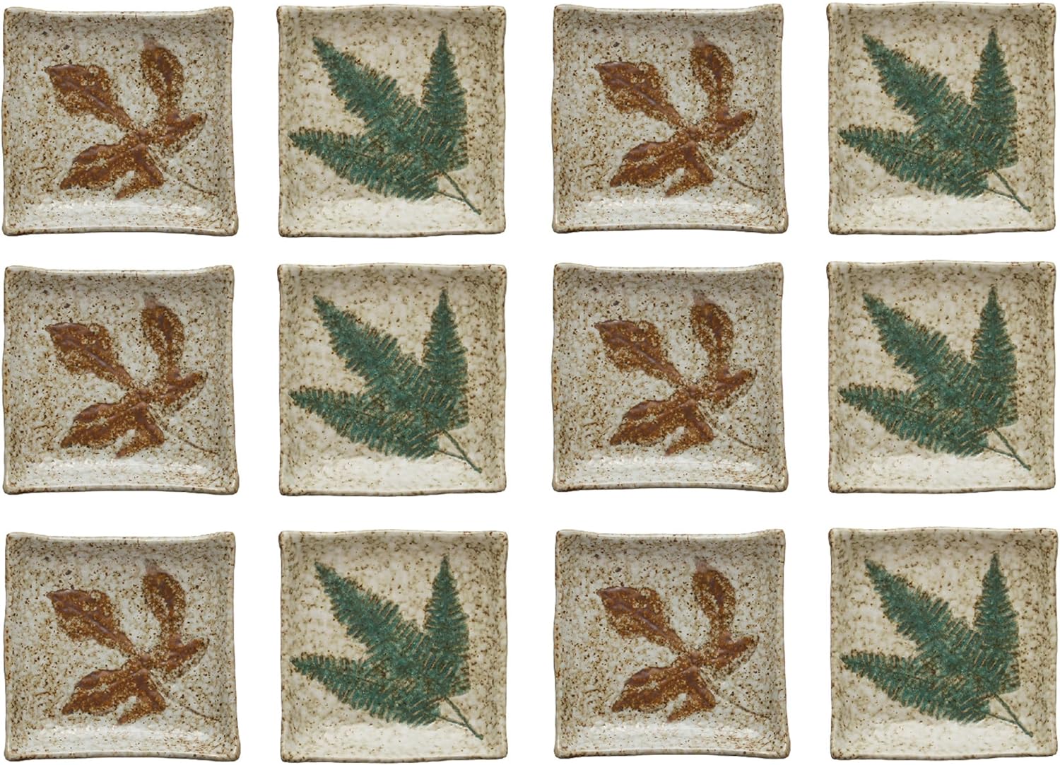 Amazon.com: Creative Co-Op Square Stoneware Embossed Leaf Designs, 2 ...