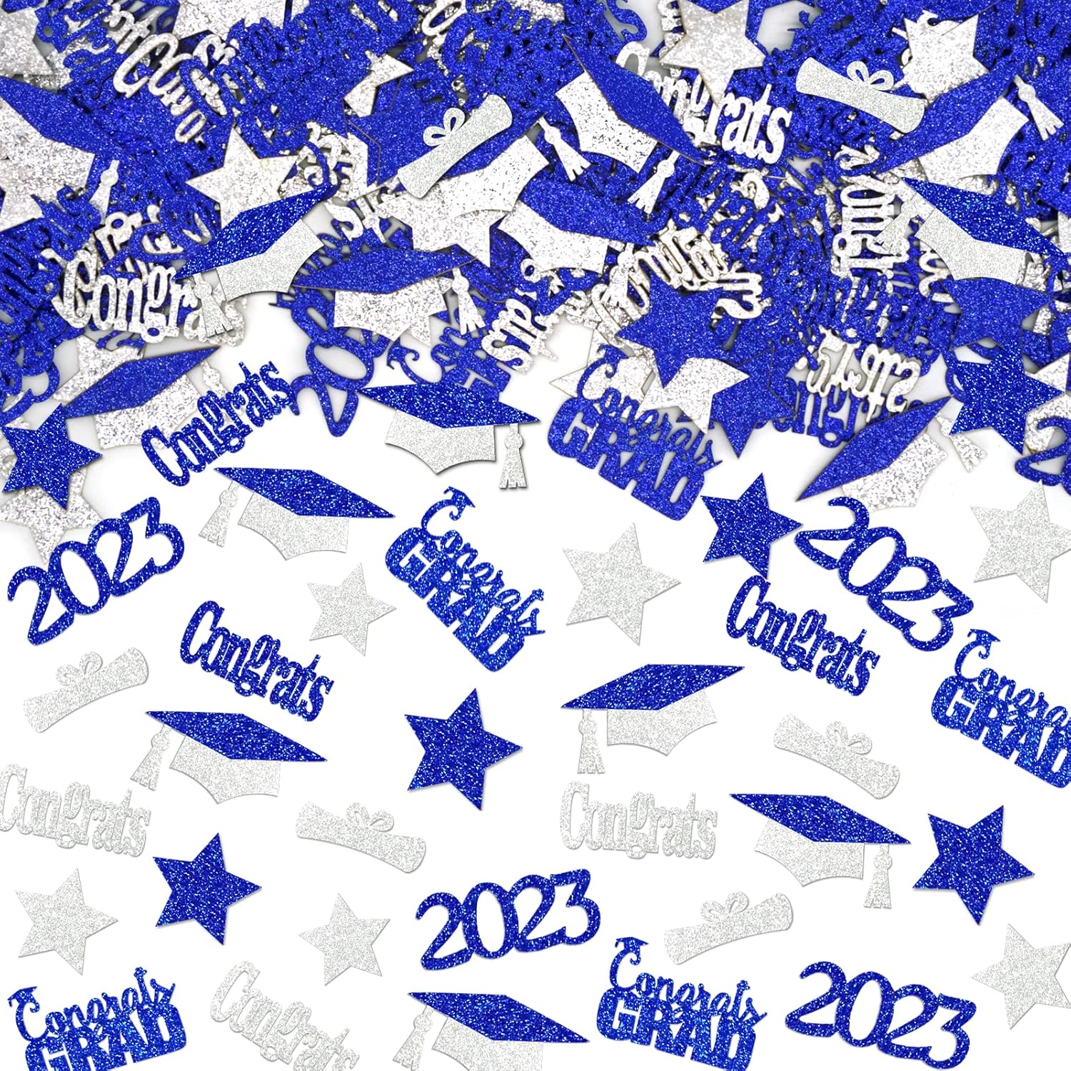 Amazon.com: 200Pcs Graduation Confetti 2023 Blue and Sliver Graduation ...