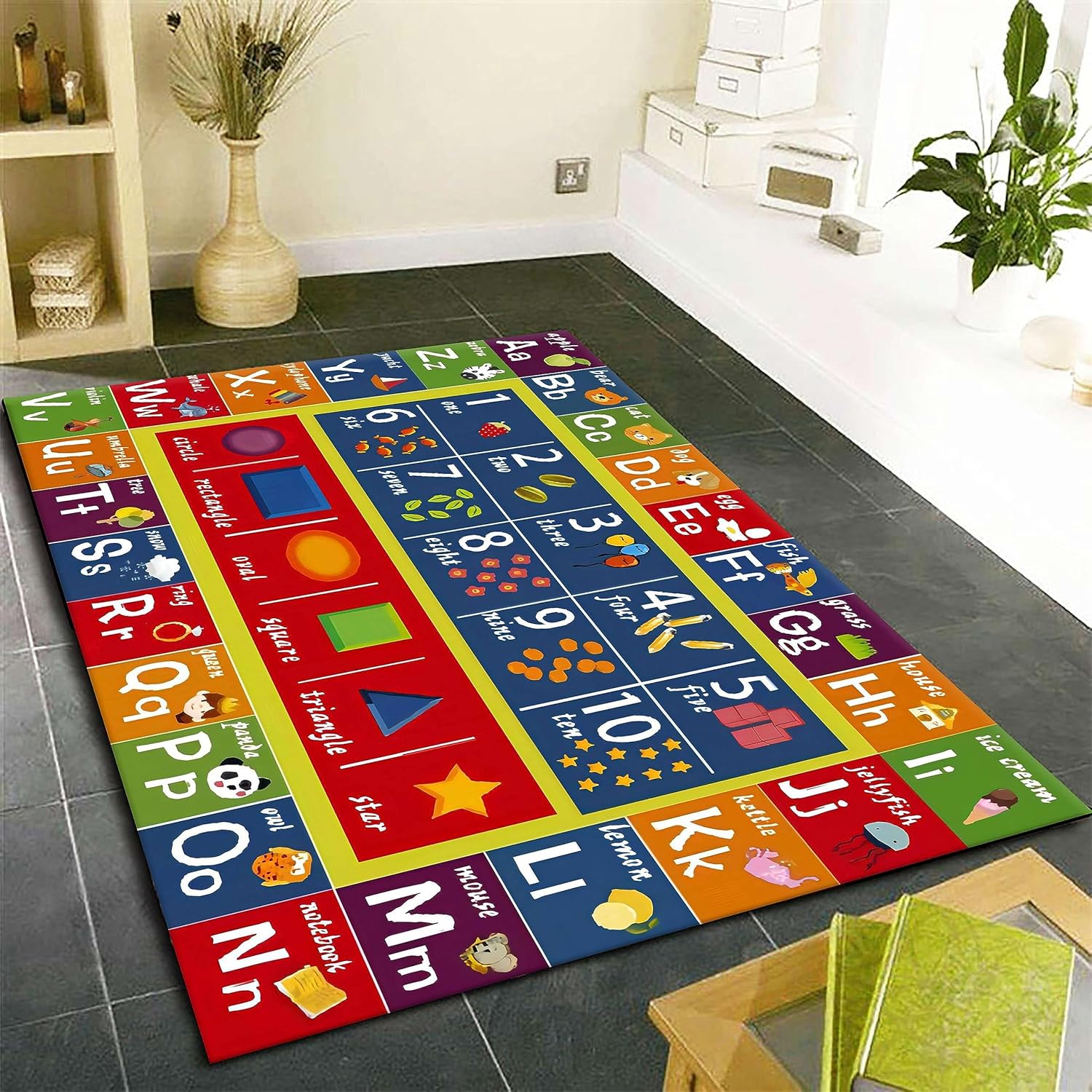 Amazon.com: Educational Area Rug, 5x8ft, with ABC Numbers Math Symbols ...