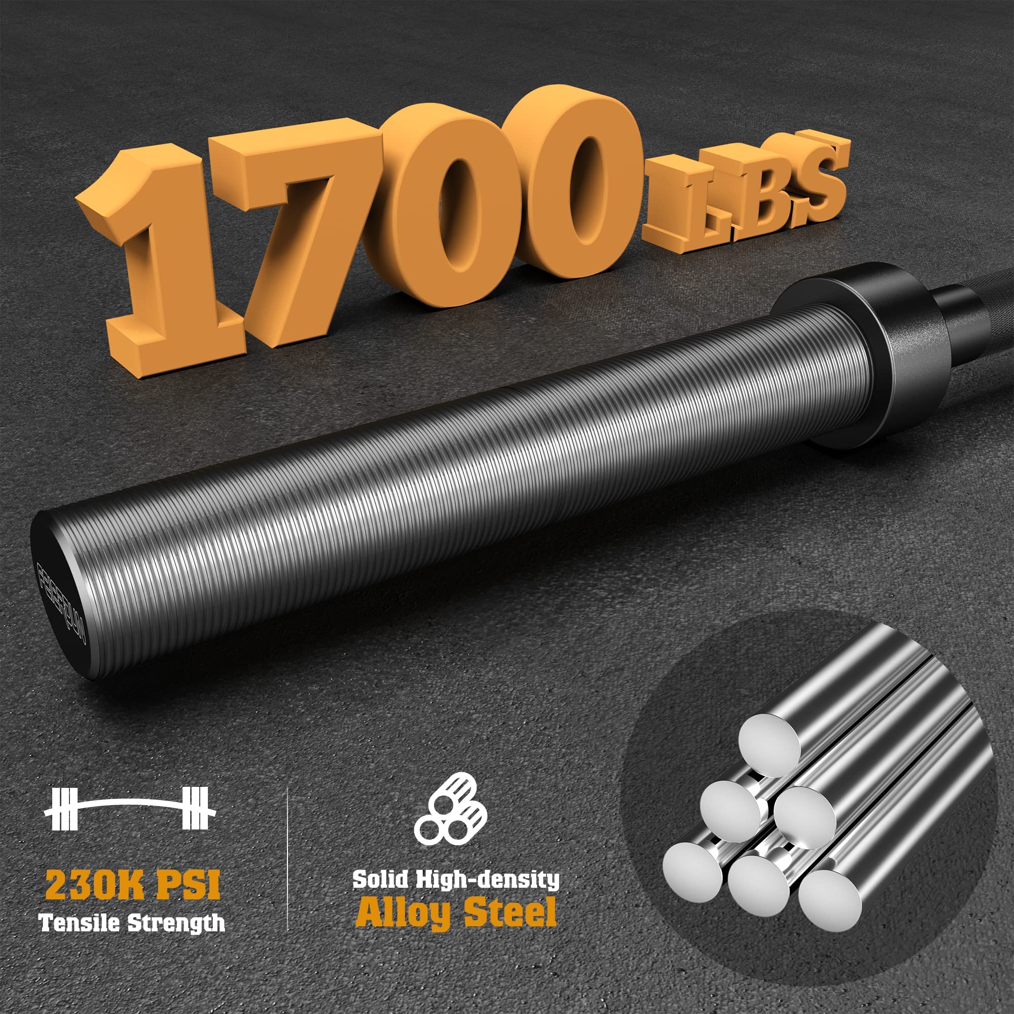 Snapklik.com : 7FT Olympic Barbell, 1700LBS Strength Training Bar For ...