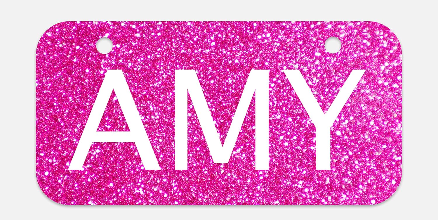 Amazon.com: Personalized Glitter Name Plate for Bike Tag Customized ...