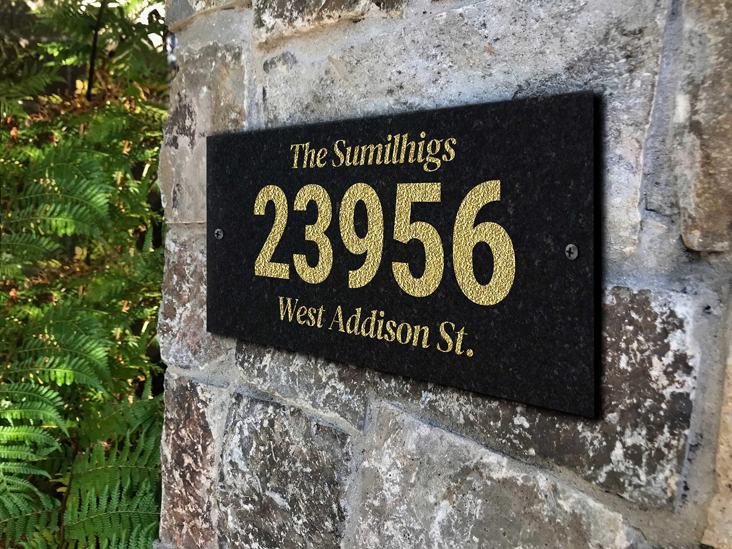 Amazon.com: Stone Address Plaque With Engraved Numbers. Address Sign ...