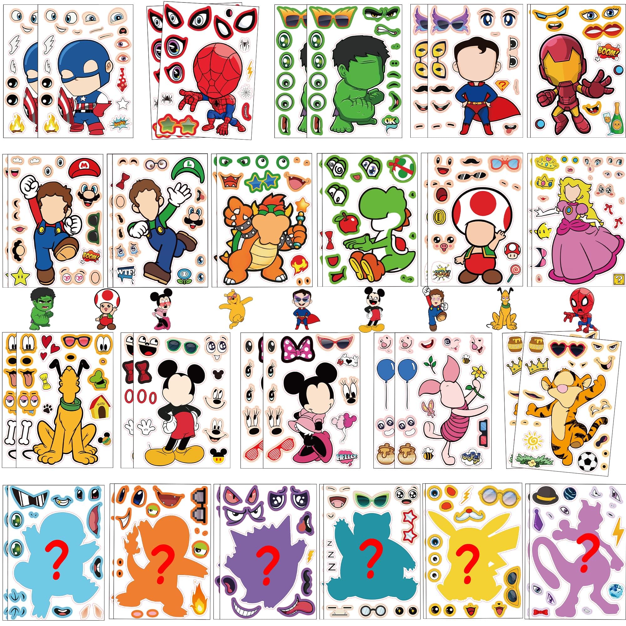 Amazon.com: 44 Delightful Kids’ Face Stickers – Featuring 22 Unique ...