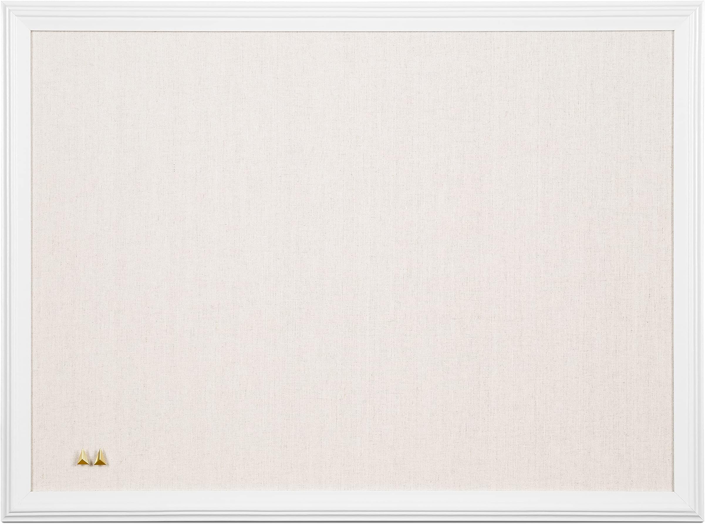 U Brands Linen Cork Linen Bulletin Board, 17 x 23 Inches, White Wood ...