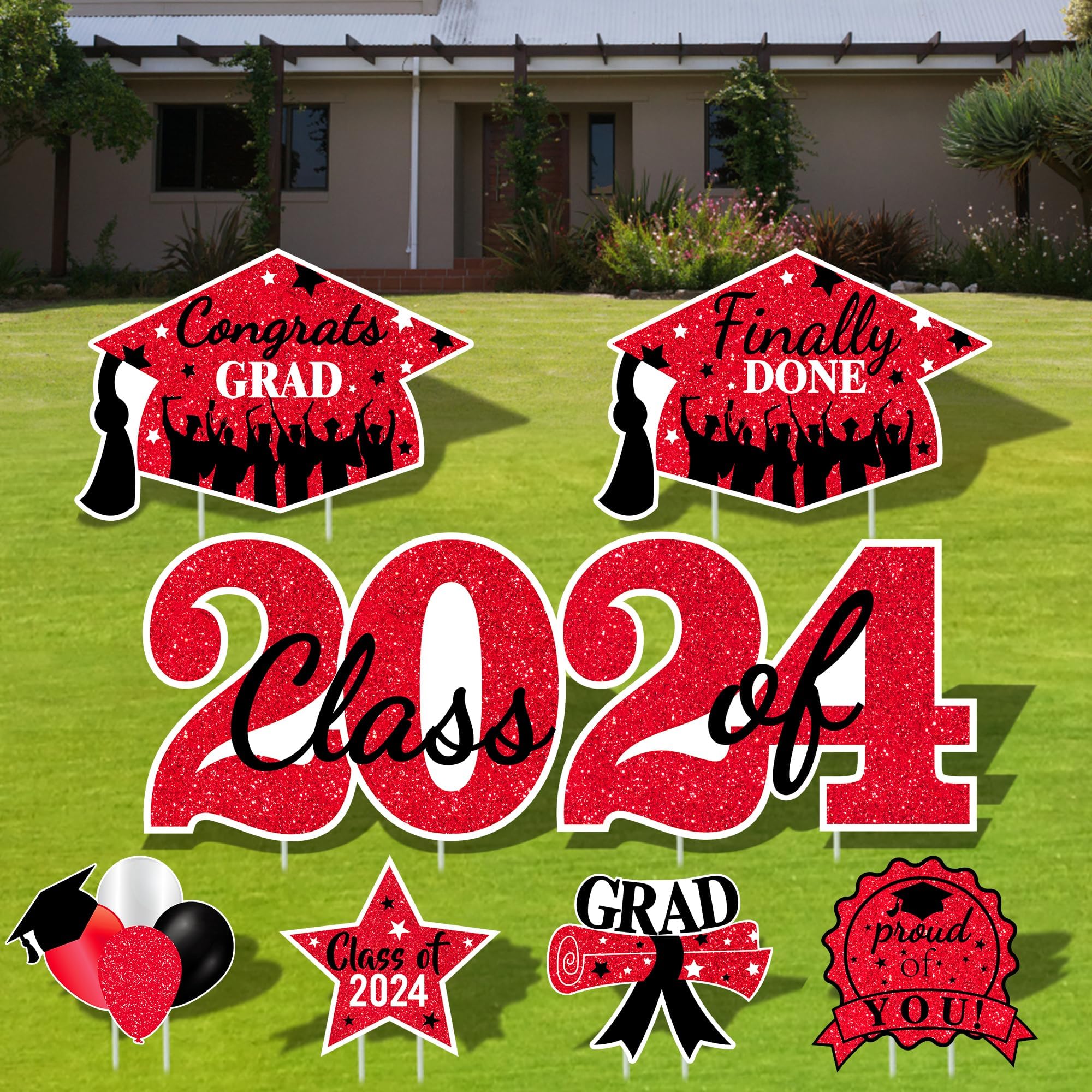 Amazon.com : Graduation Yard Sign 2024 (Red & Black) Signs for Senior ...