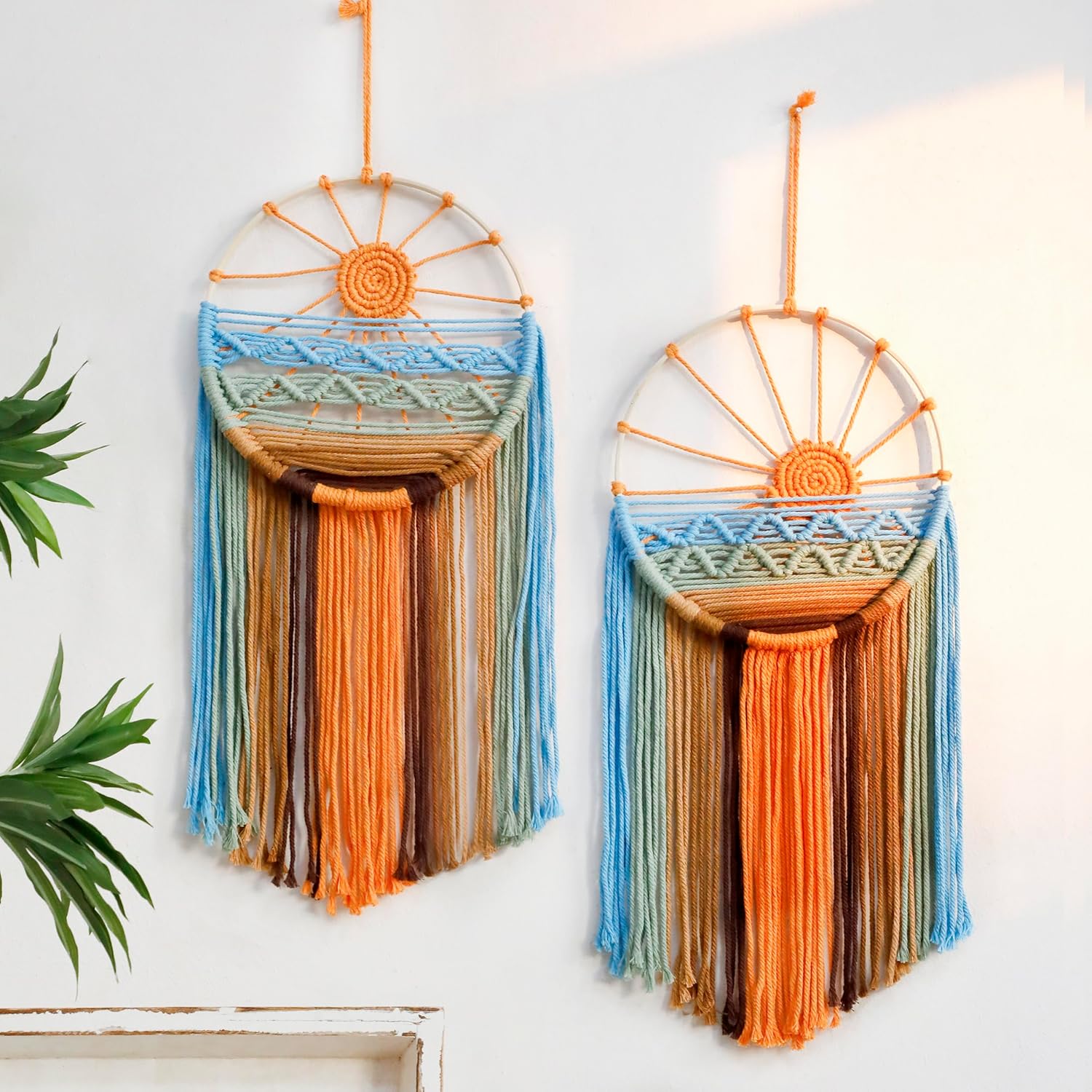 Amazon.com: 2 Pack Macrame Sun Wall Decor Hanging Tapestry Sunshine ...