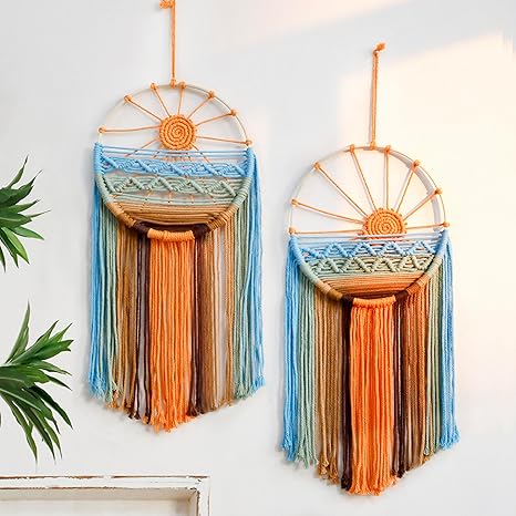 Amazon.com: 2 Pack Macrame Sun Wall Decor Hanging Tapestry Sunshine ...
