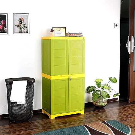 Cello Novelty Big Plastic IB Shoe Rack with lock(Green and Yellow ...