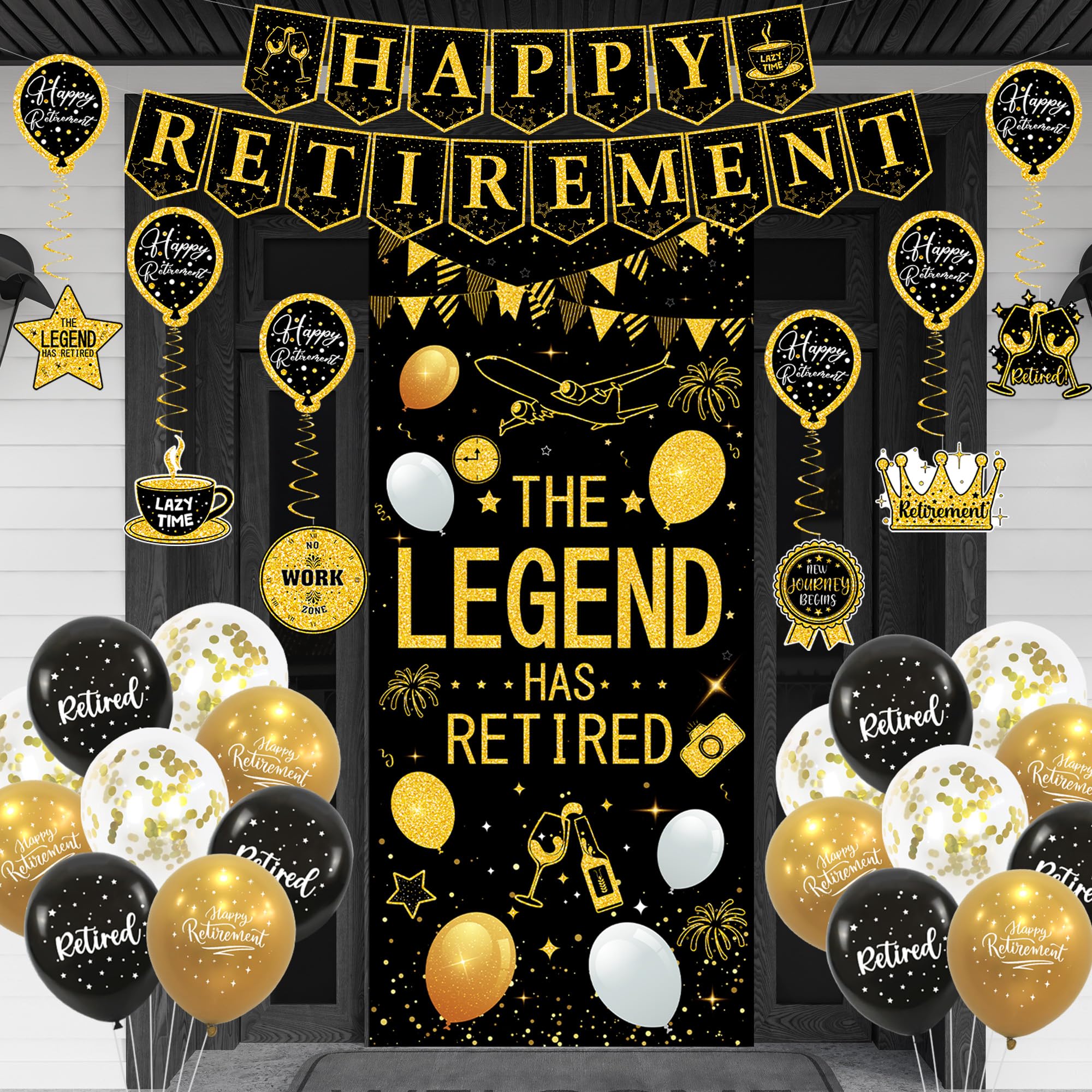 Snapklik.com : Retirement Party Decorations For Men Women, Black Gold ...