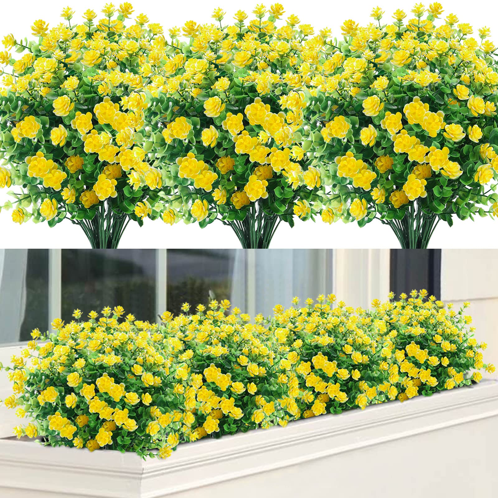 GREENRAIN Artificial Flowers Outdoor Fake Flowers for Decoration UV Resistant No Fade Faux ...