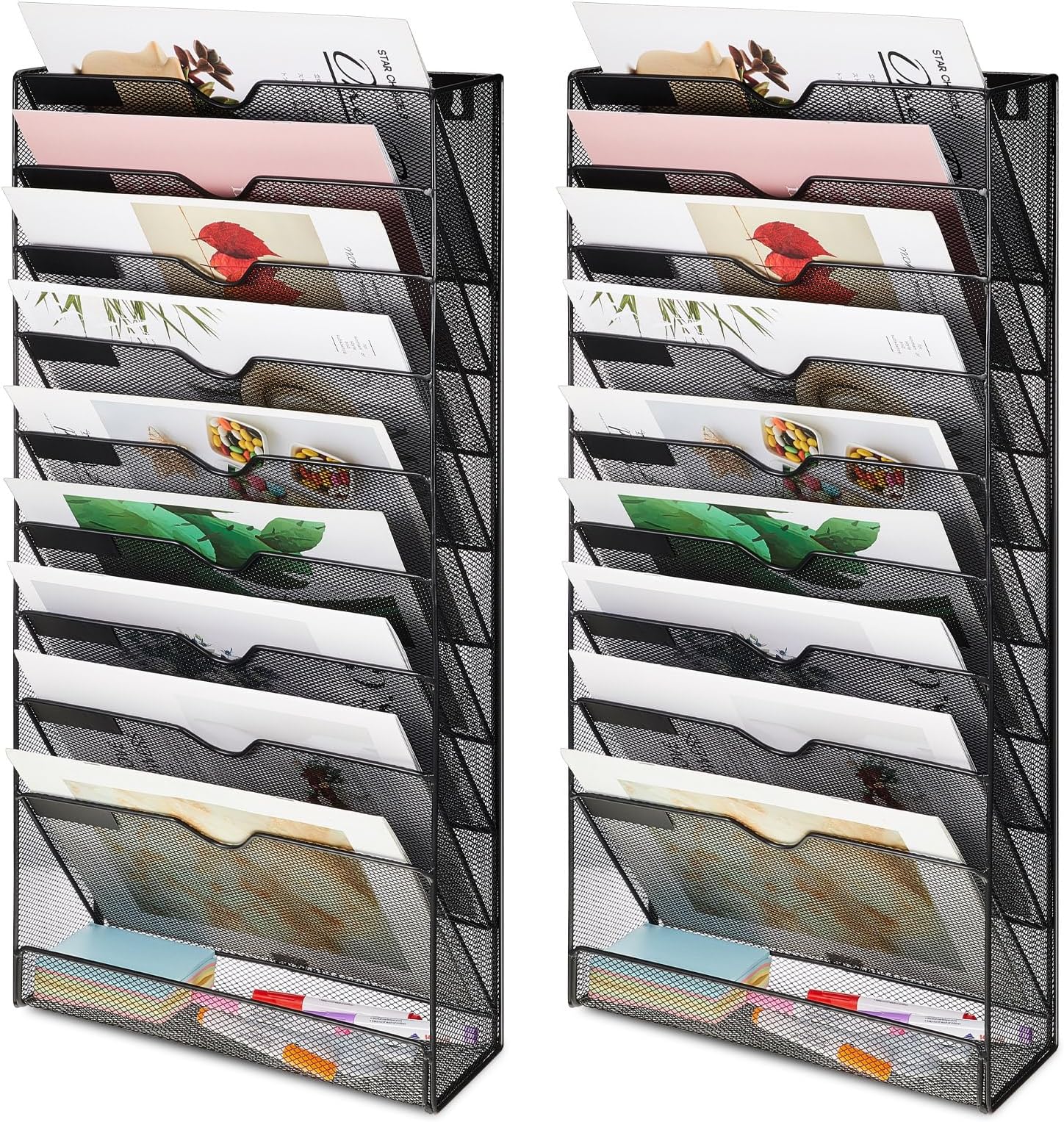 Amazon.com : Jutom 2 Pieces 10 Tier Wall File Organizer Hanging Wall ...