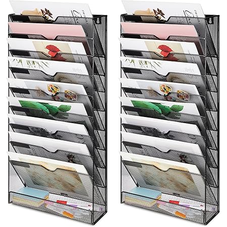 Amazon.com : Jutom 2 Pieces 10 Tier Wall File Organizer Hanging Wall ...
