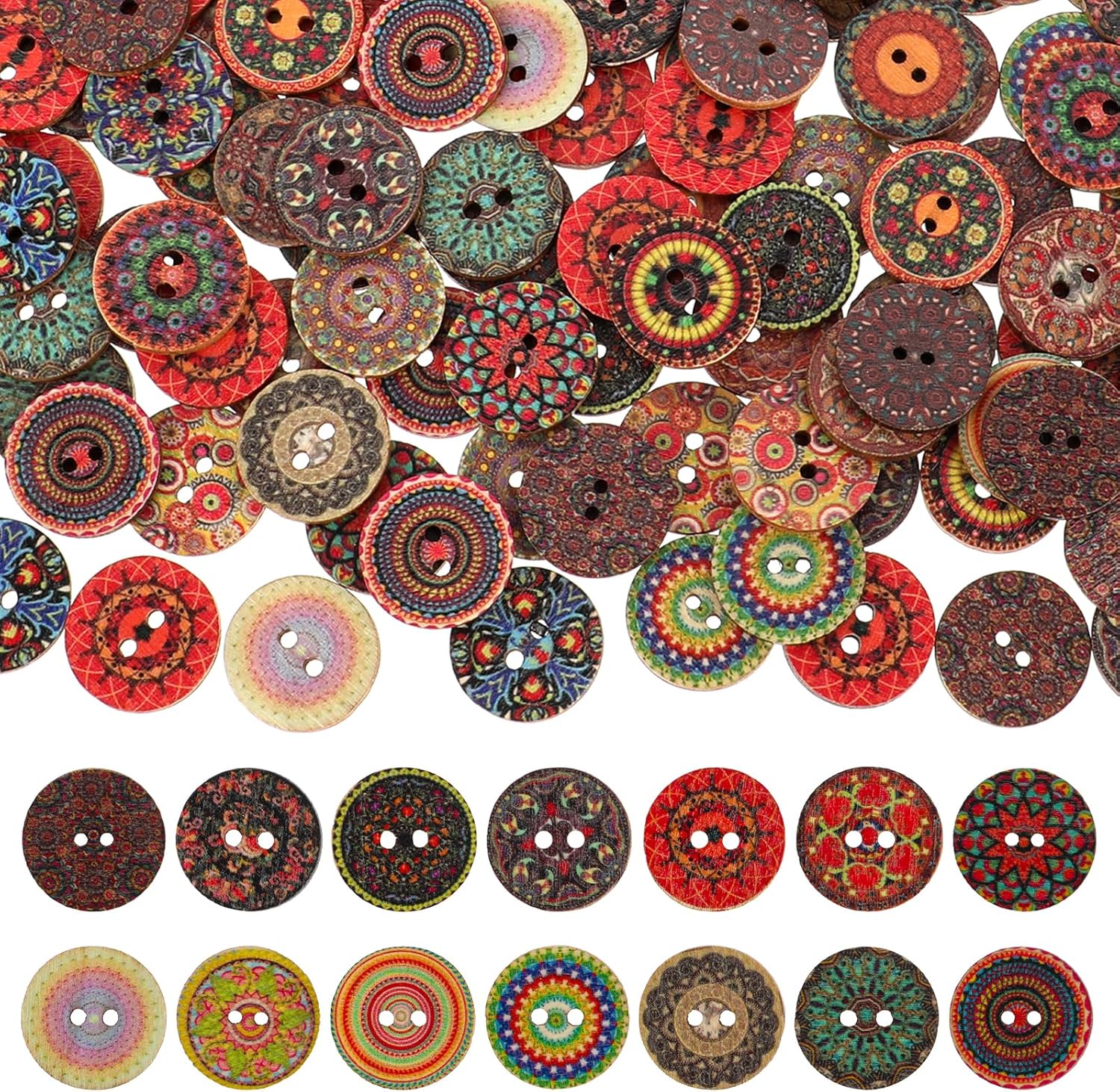 Amazon.com: InnoHHustle Vintage Wooden Buttons, 100pcs Mixed Colors ...