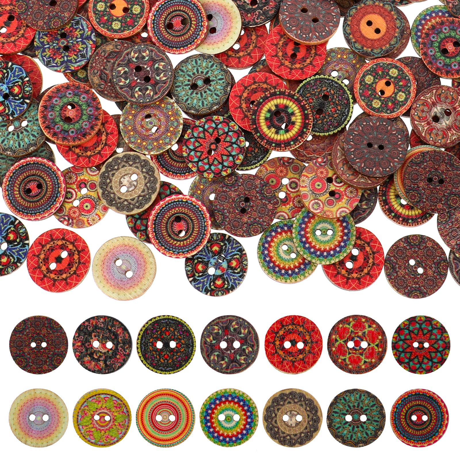 Amazon.com: Vintage Wooden Buttons for Crafts, 100 Pieces Flower ...