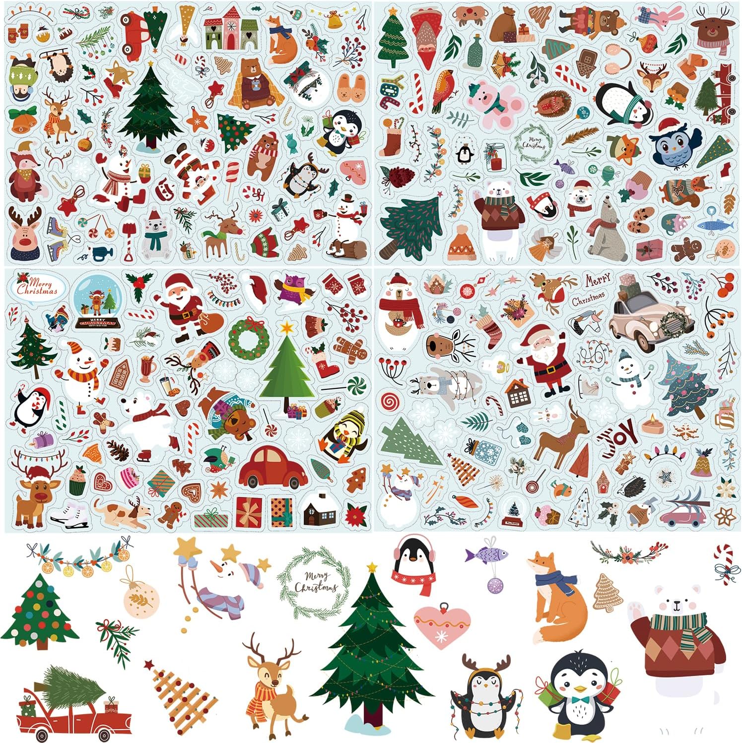 Weihnachtssticker Set, 274 Weihnachten Aufkleber Selbstklebend für ...