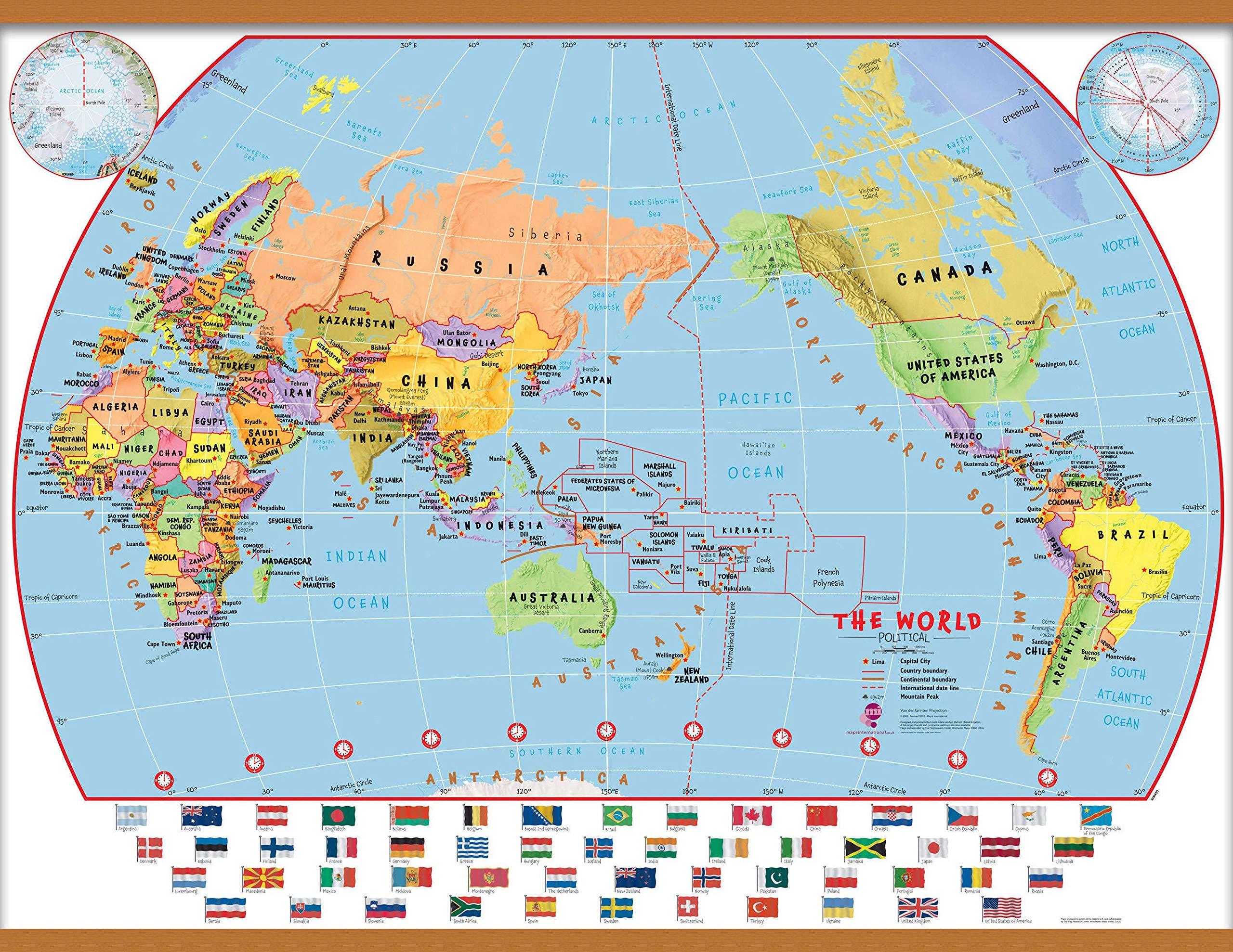 Laminated Wall Size World Maps