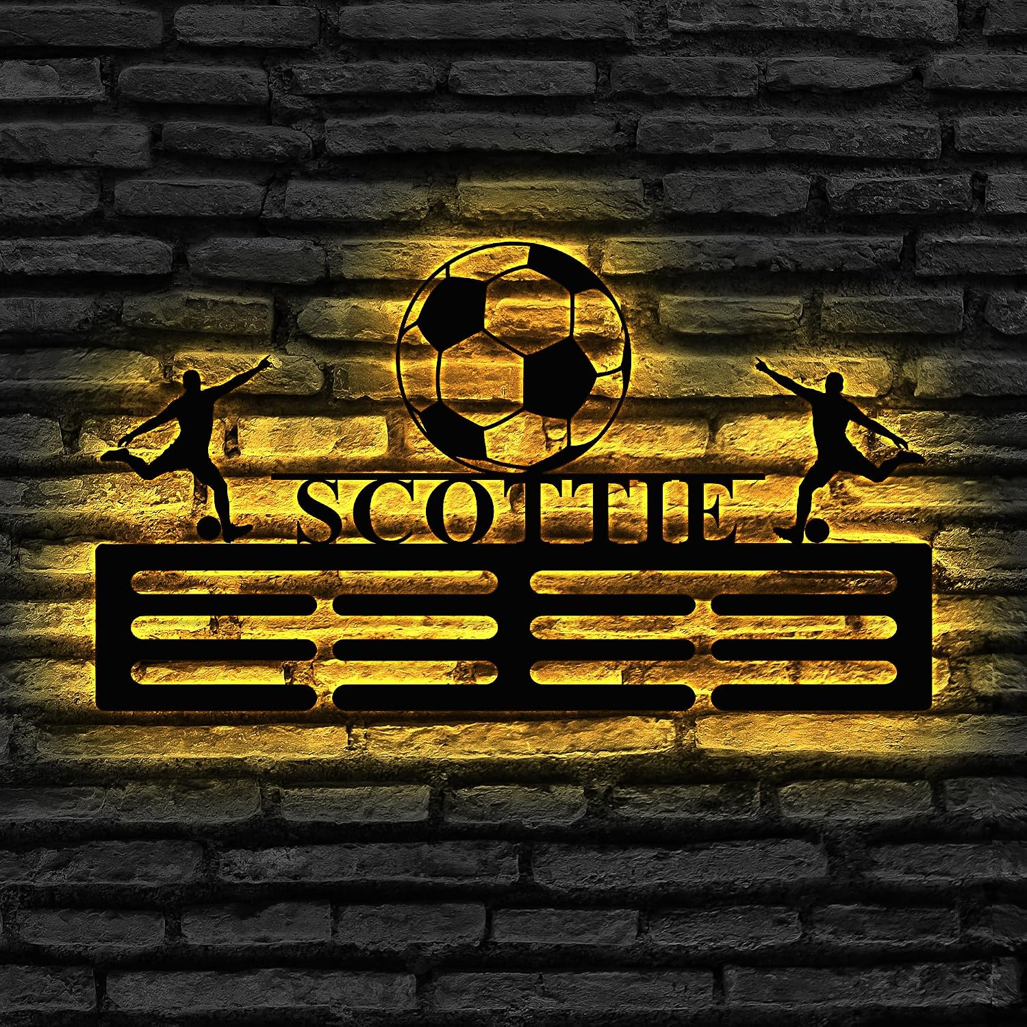 Amazon.com: Personalized Soccer LED Metal Art Sign | Custom Lighted ...