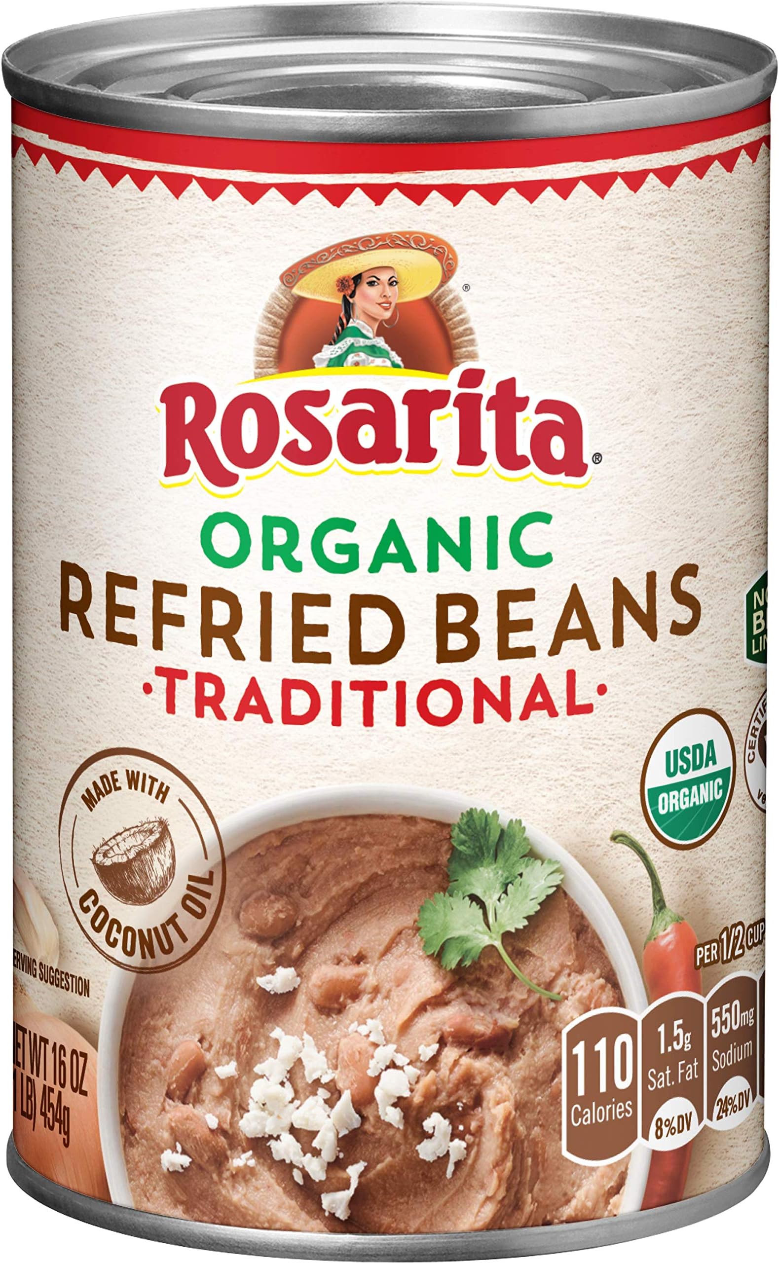Amazon.com: Rosarita Organic Refried Beans, 16 Oz. (Pack of 12 ...