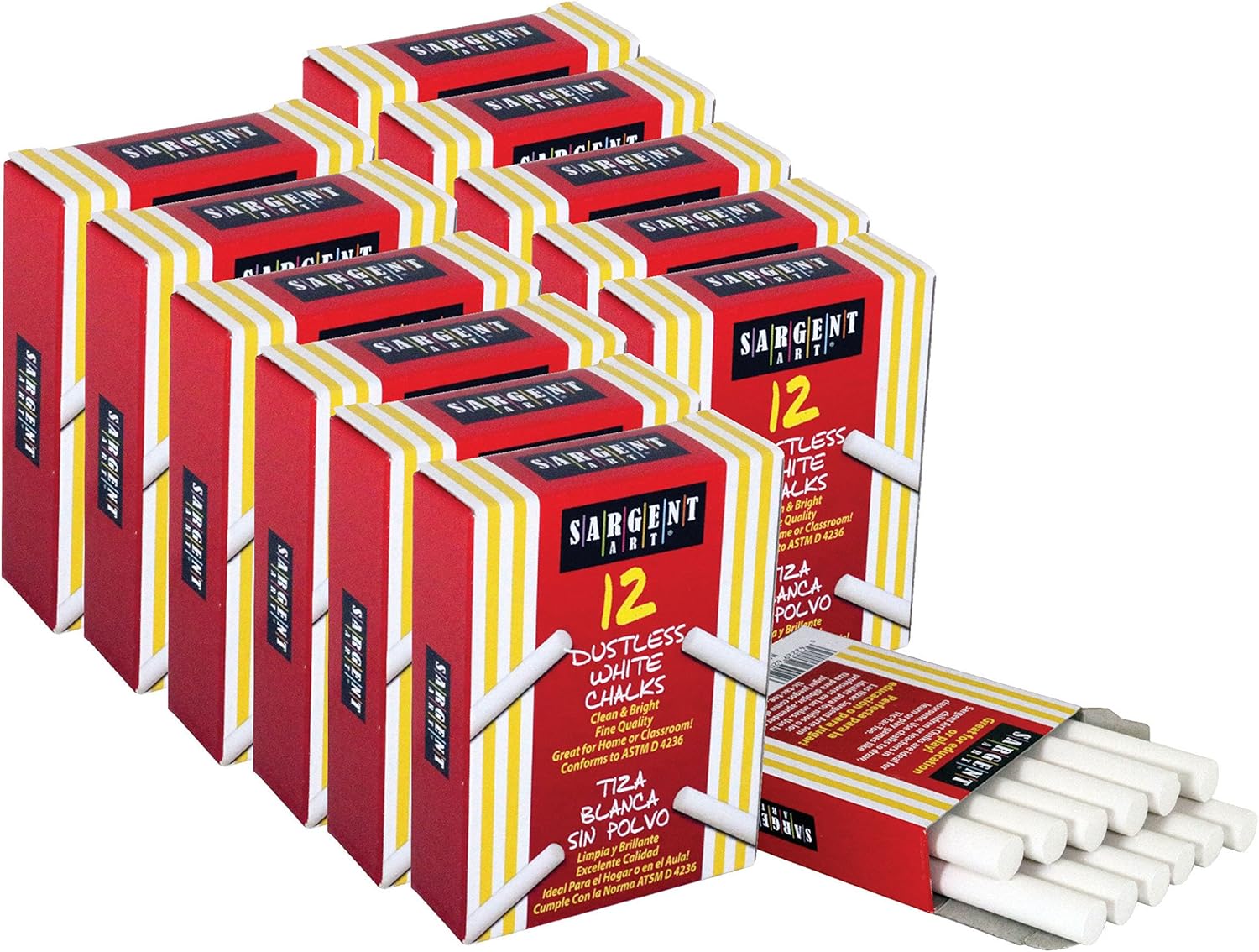 Amazon.com: Sargent Art 66-2020 144 White Dustless Chalk Sticks
