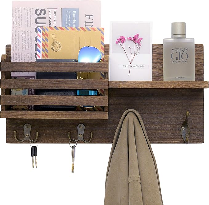 Amazon.com: ROOREVO Key Holder for Wall Mail Holder Wall Organizer with ...