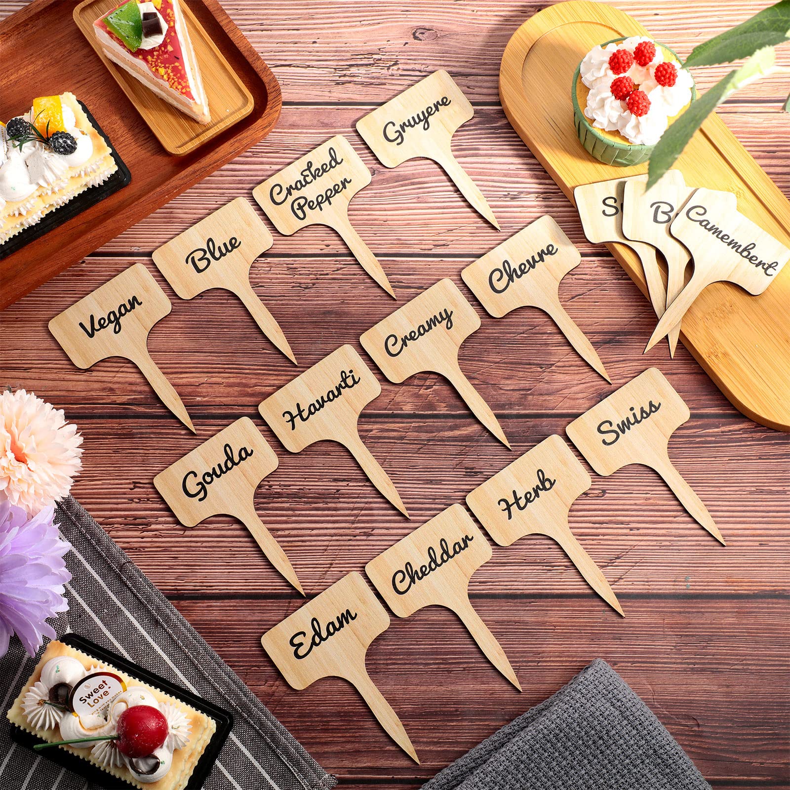 Snapklik.com : Queekay 15 Pcs Wooden Cheese Markers For Charcuterie ...