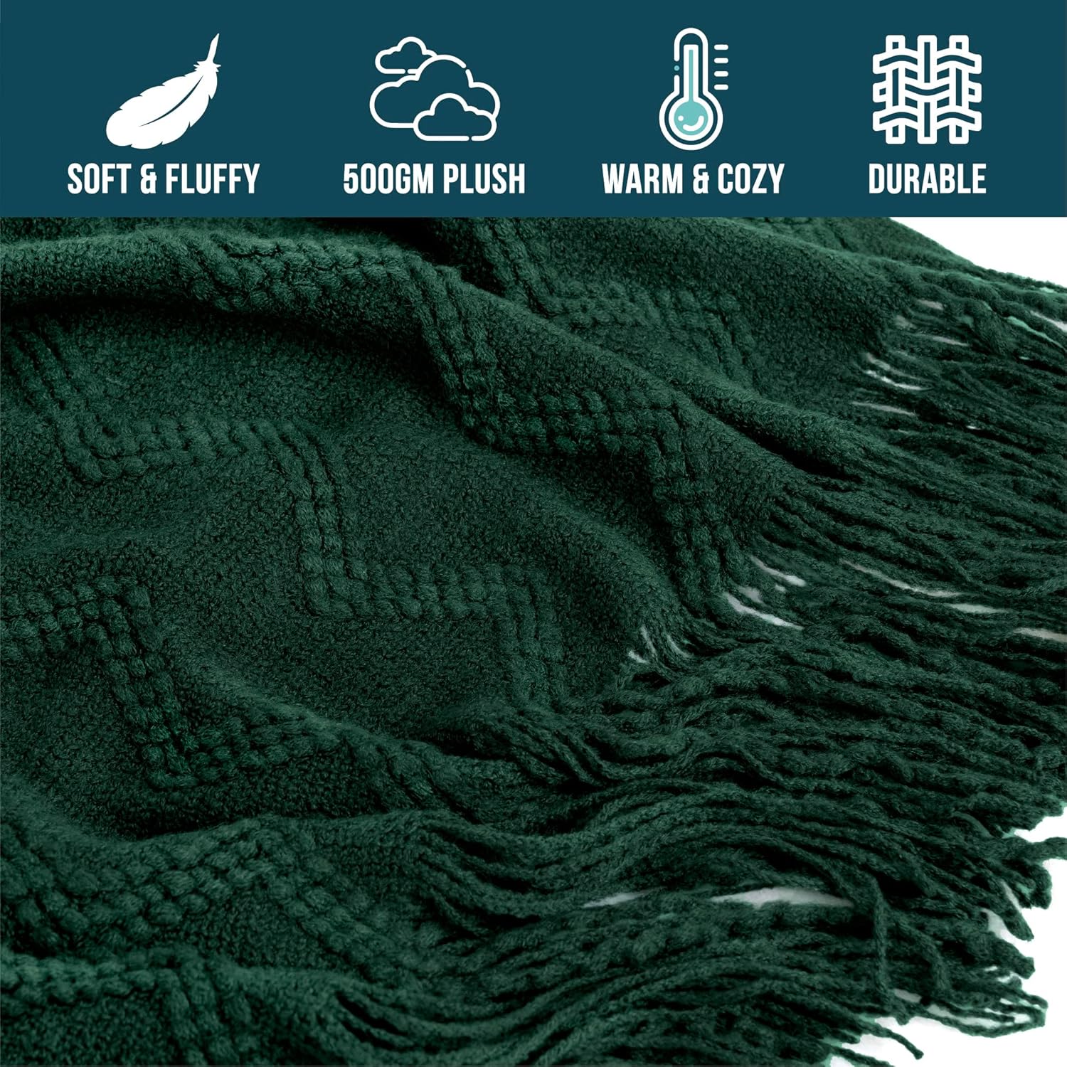 PAVILIA Emerald Green Knit Throw Blanket for Couch Bed, Soft Knitted ...