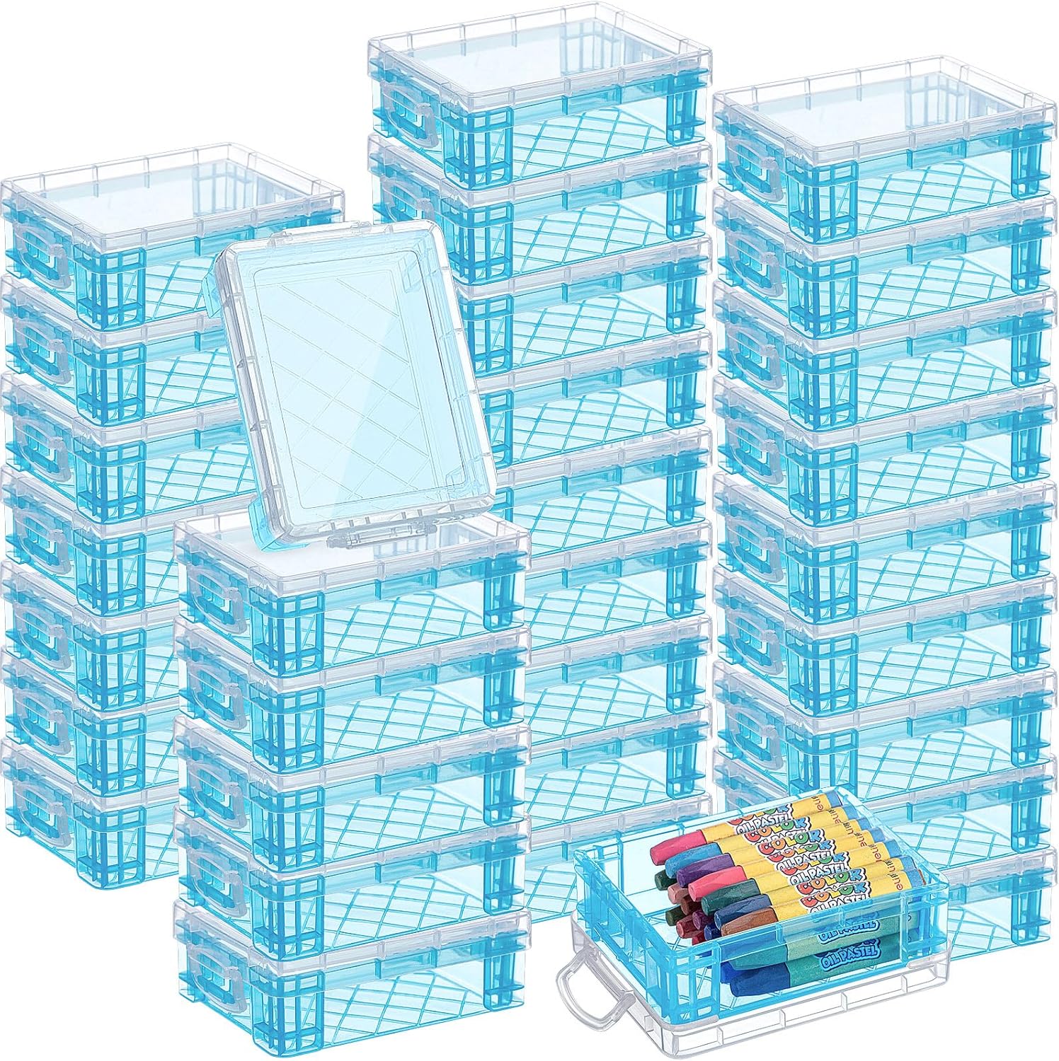 Amazon.com: Suzile 32 Pcs Plastic Crayon Box with Snap Lids Bulk ...