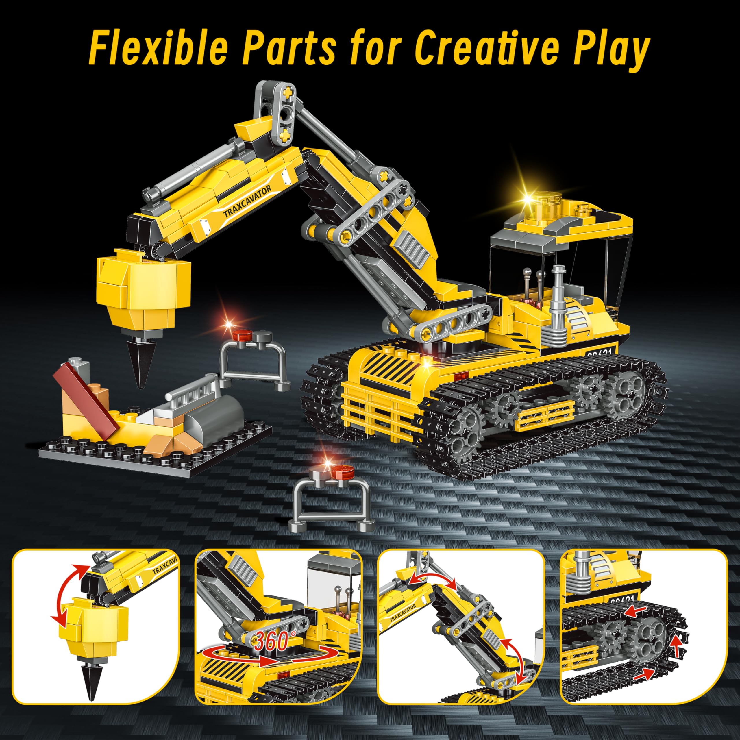 NAFONRU Technic Excavator Building Sets – 2 in 1 Construction Excavator ...