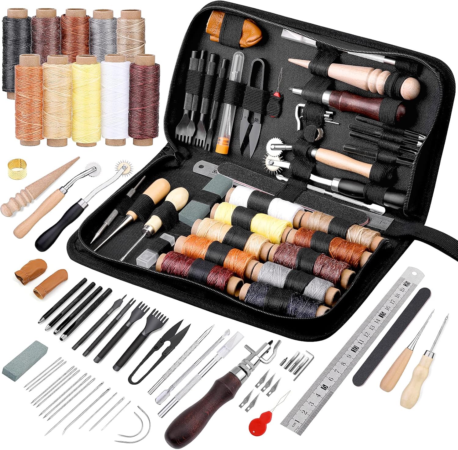 Amazon.com: Leather Working Tools Leather Craft Kit and Supplies ...