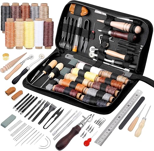 Amazon.com: Leather Working Tools Leather Craft Kit and Supplies ...
