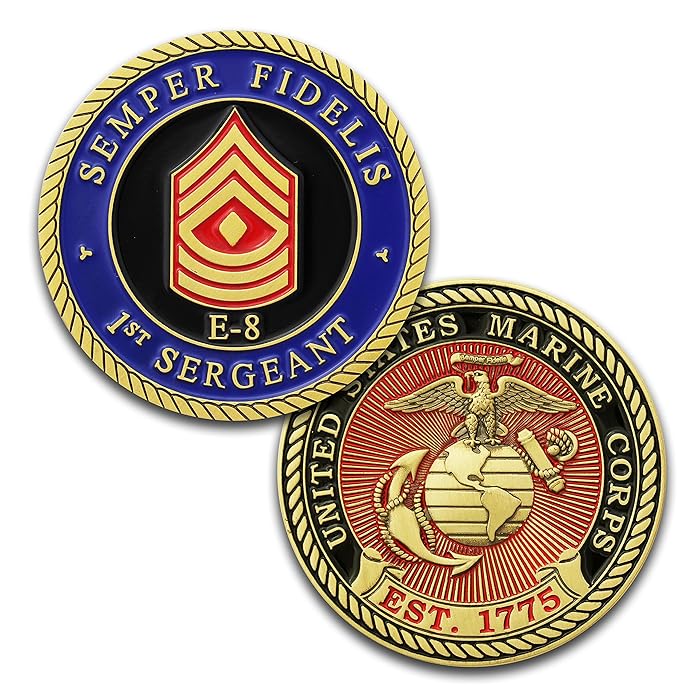 Buy Marine Corps E8 Challenge Coin! USMC 1stSgt Rank Military Coin ...