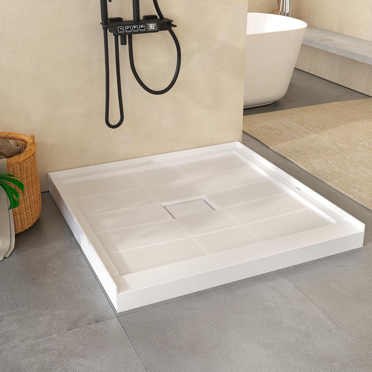 Shower Pan 36"x 36", Shower Base, Single Threshold Shower Pan，Non-Slip ...