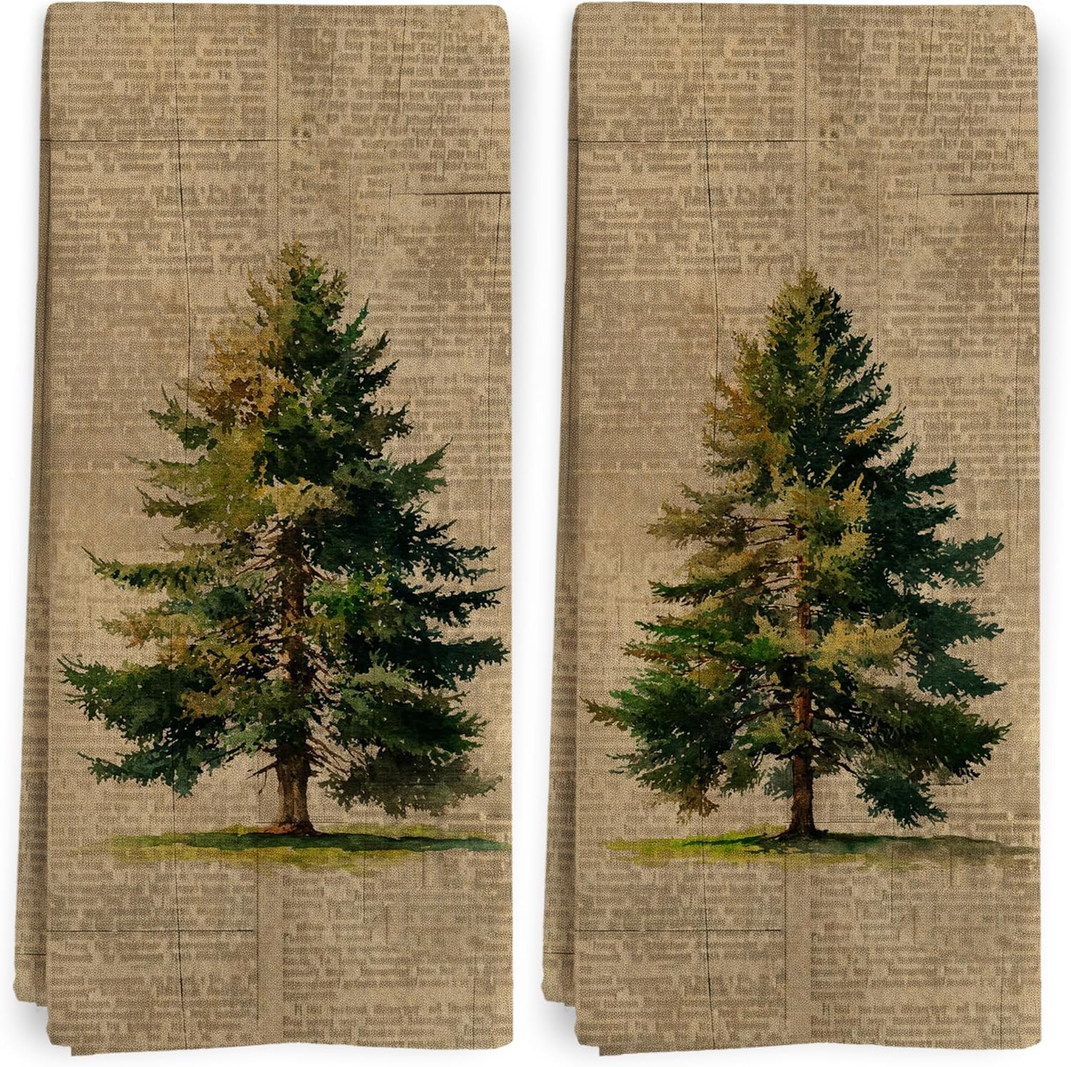 Amazon.com: BitKAM Vintage Christmas Tree Kitchen Towels, Christmas ...